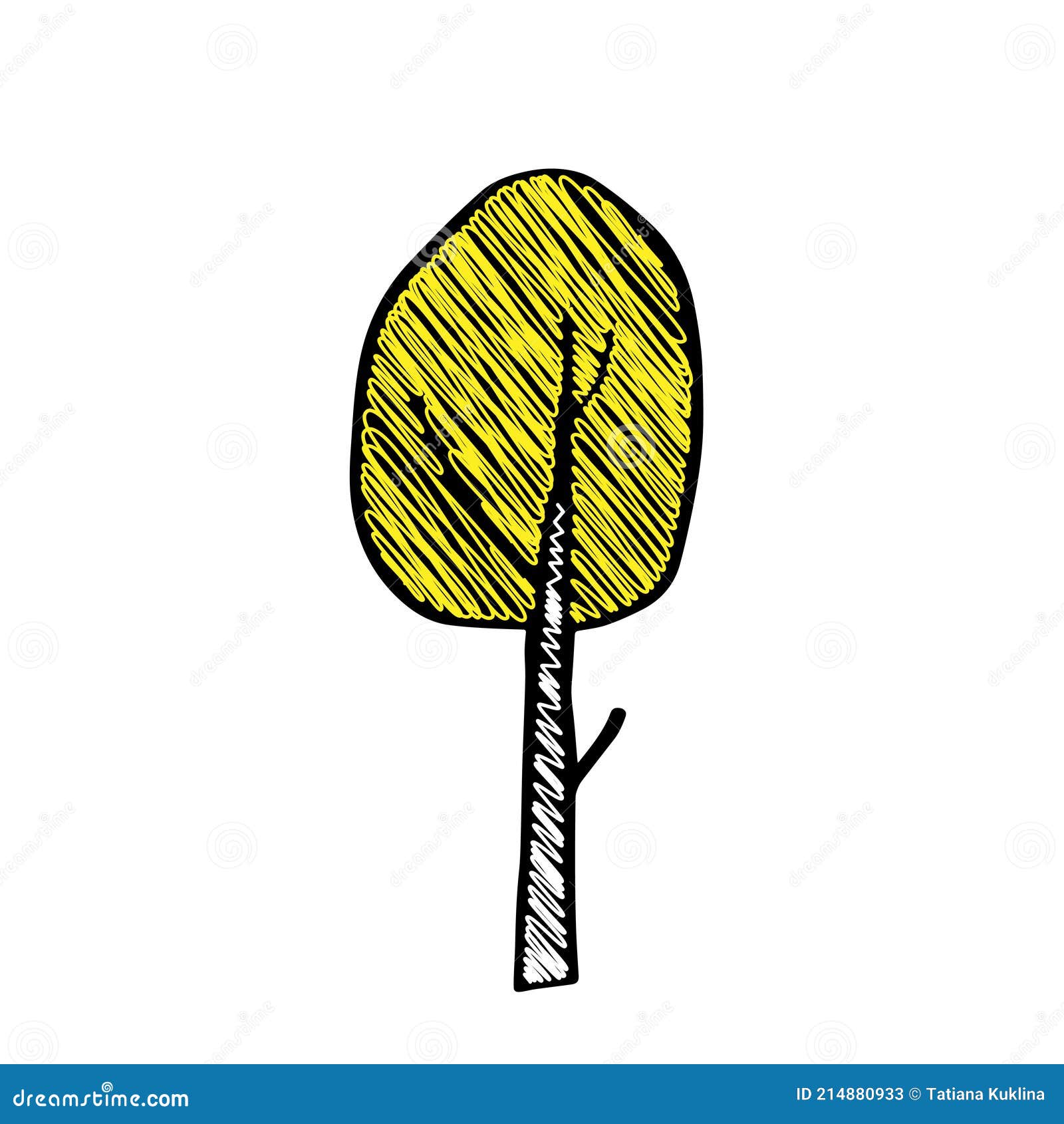 Black Outline Hand Drawing Vector Illustration of a Deciduous Birch ...