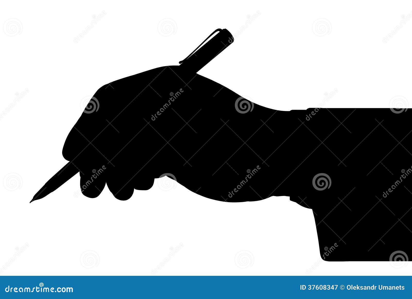 Black Outline of the Hand Holding a Pen Stock Illustration ...