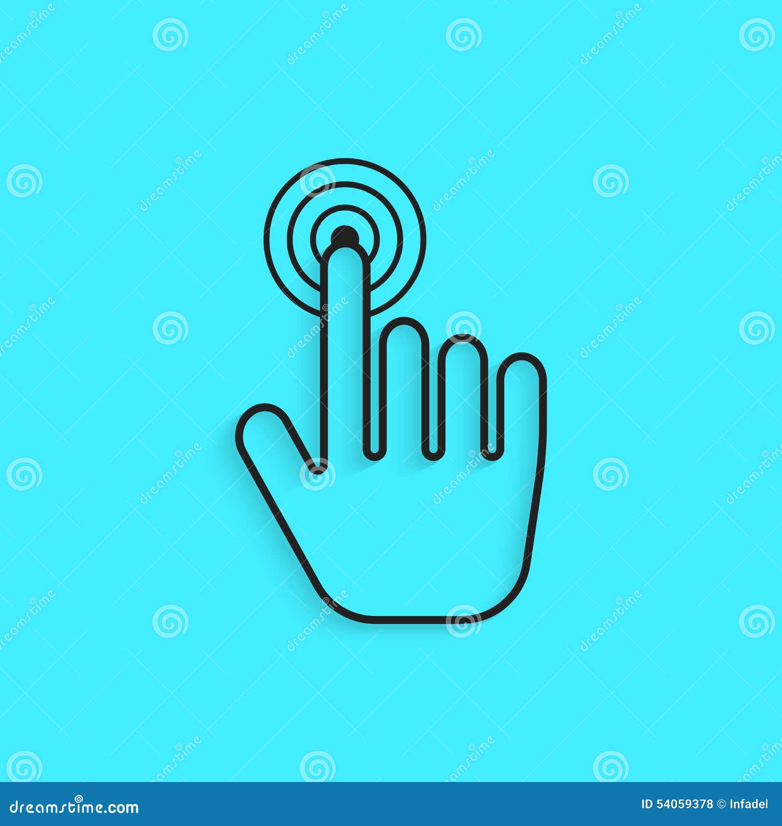 Black Outline Hand Icon Press with Shadow Stock Vector - Illustration ...