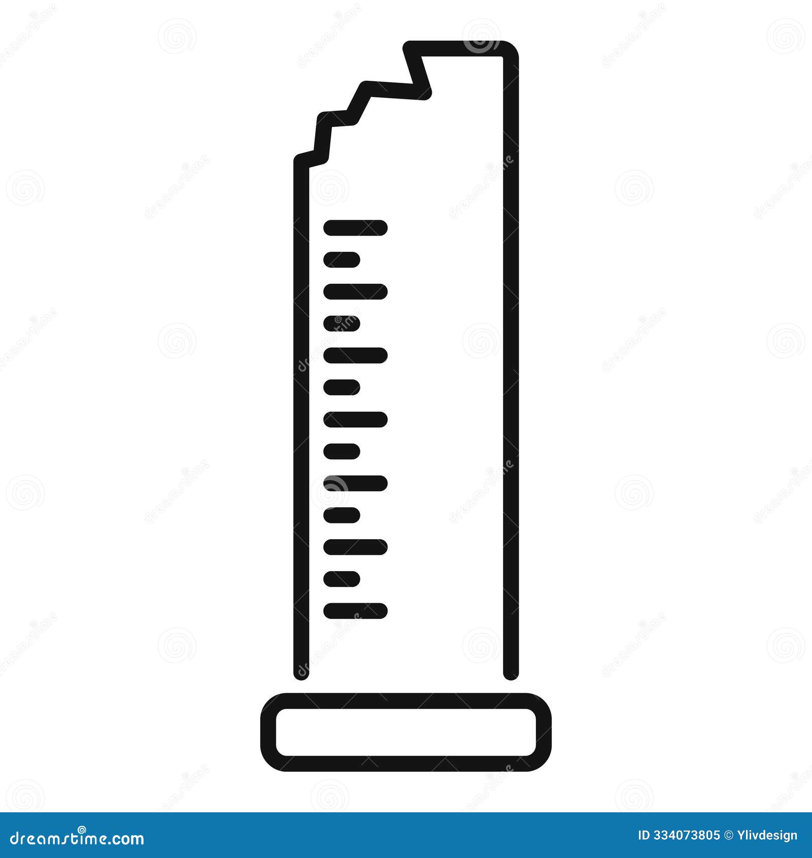 Black Outline Icon of a Broken Ruler Showing Failure Stock Vector ...