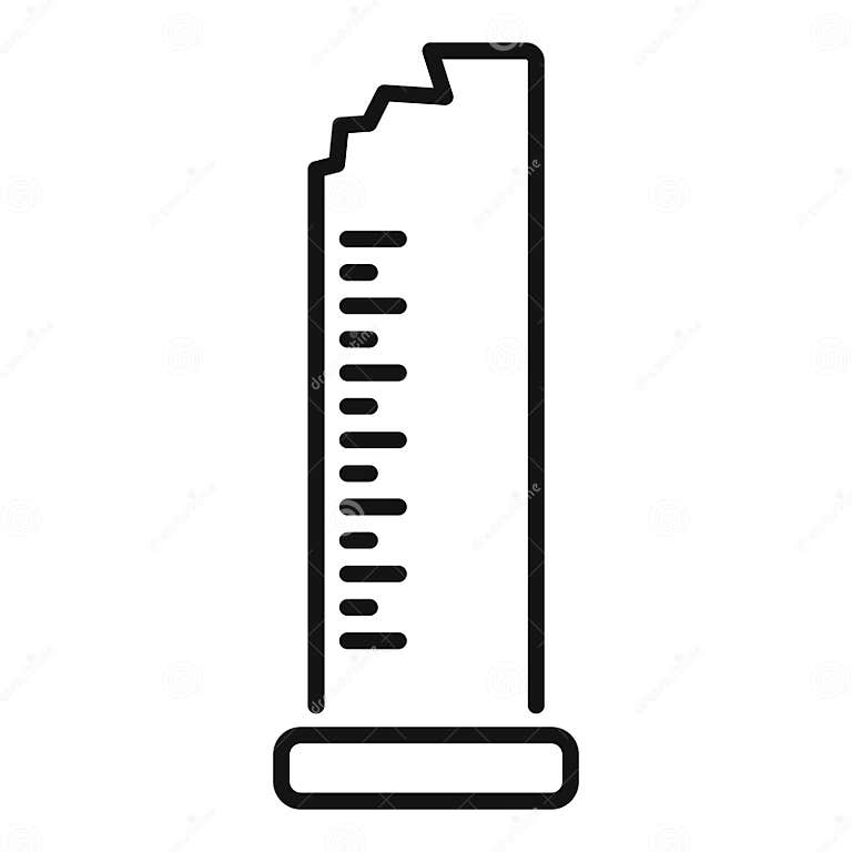 Black Outline Icon of a Broken Ruler Showing Failure Stock Vector ...