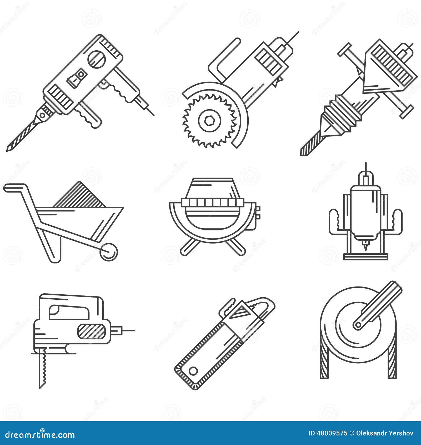 Black Outline Icons for Construction Equipment Stock Illustration ...