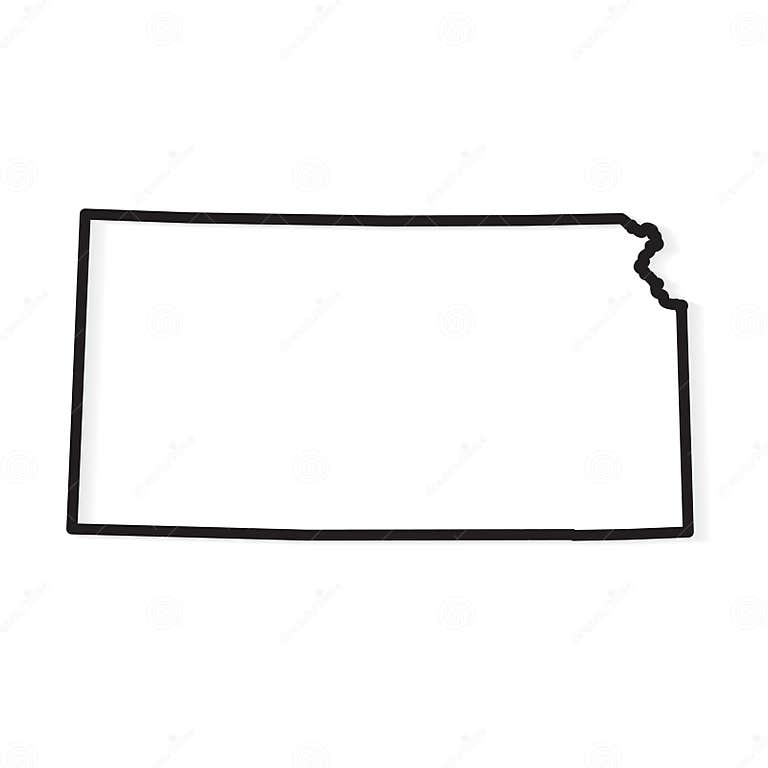 Black Outline of Kansas Map Stock Vector - Illustration of province ...