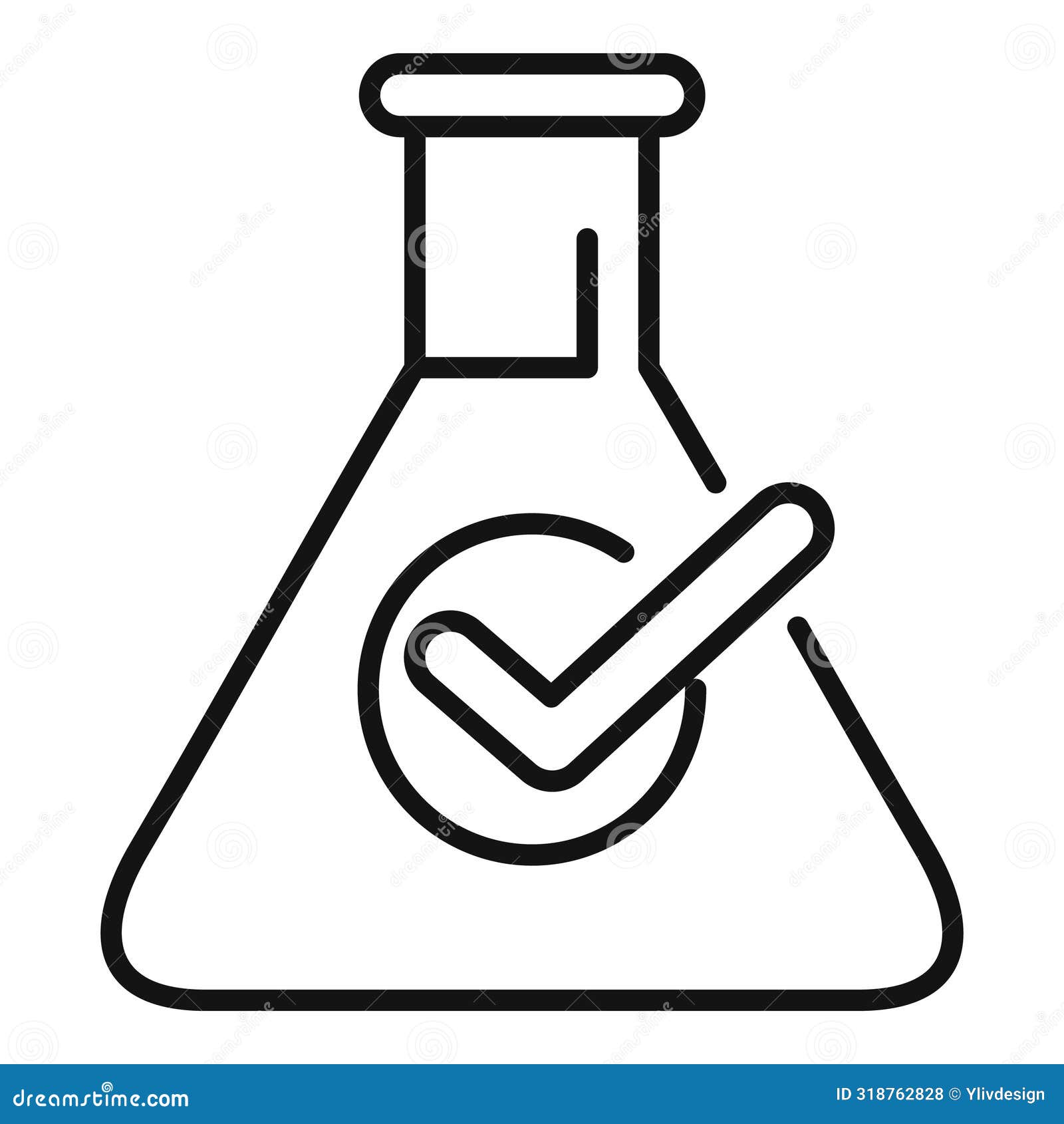 Laboratory Flask with Checkmark Icon Stock Illustration - Illustration ...