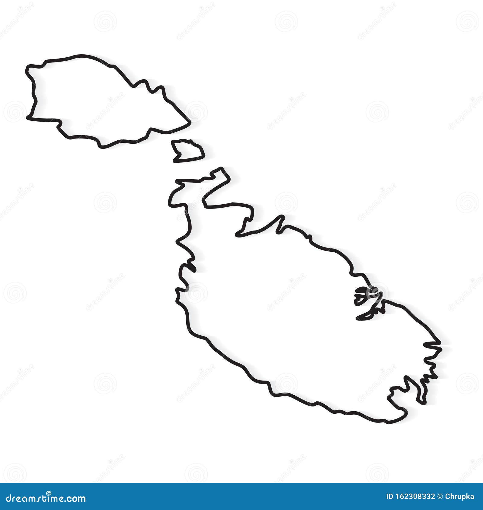 Black outline of Malta map stock vector. Illustration of touristic ...