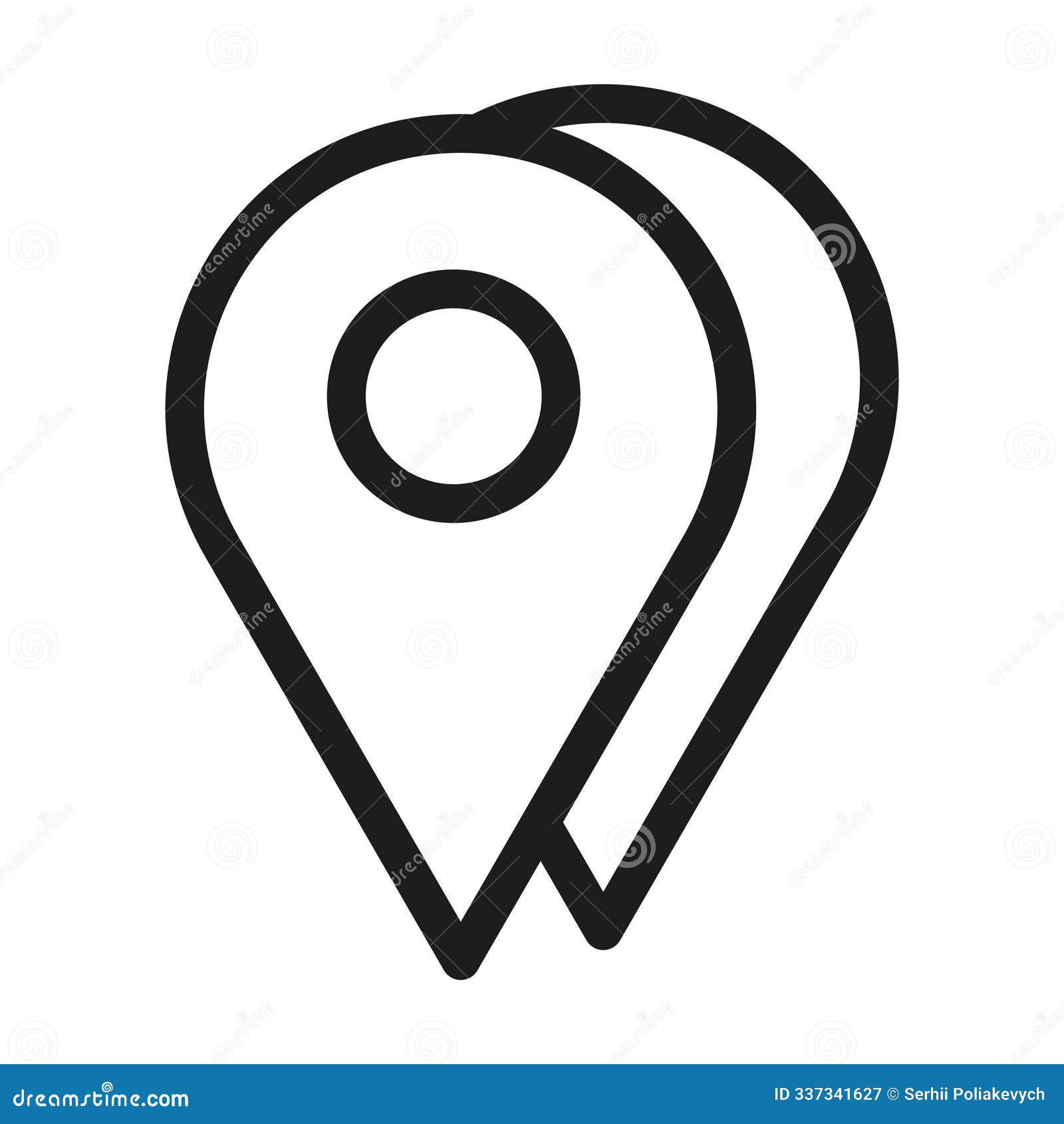 Black Outline Map Pin. Minimalistic Vector Symbol. Double Pin Design ...