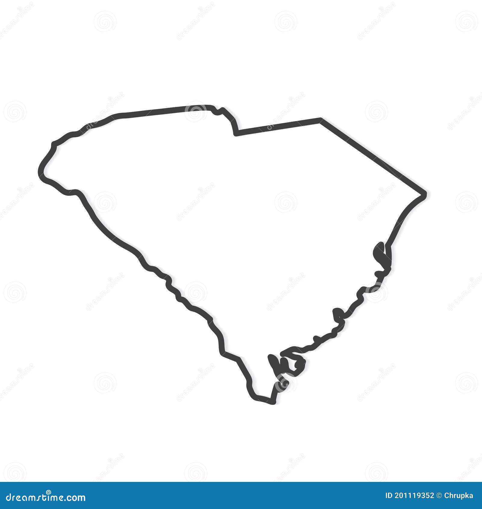 Black Outline Map of South Carolina US State Stock Vector ...