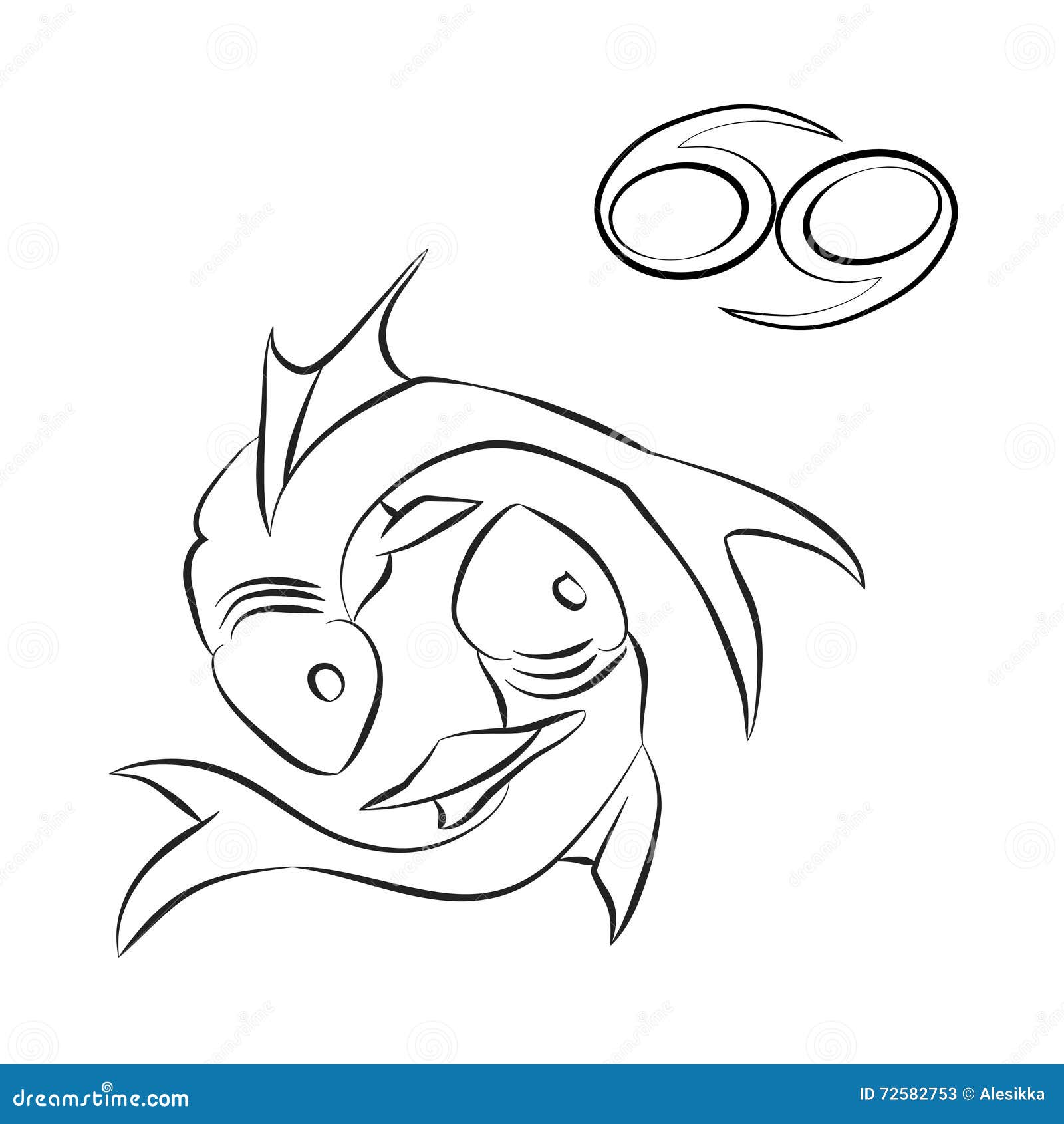 Black Outline of Pisces are on White Background. Stock Illustration ...