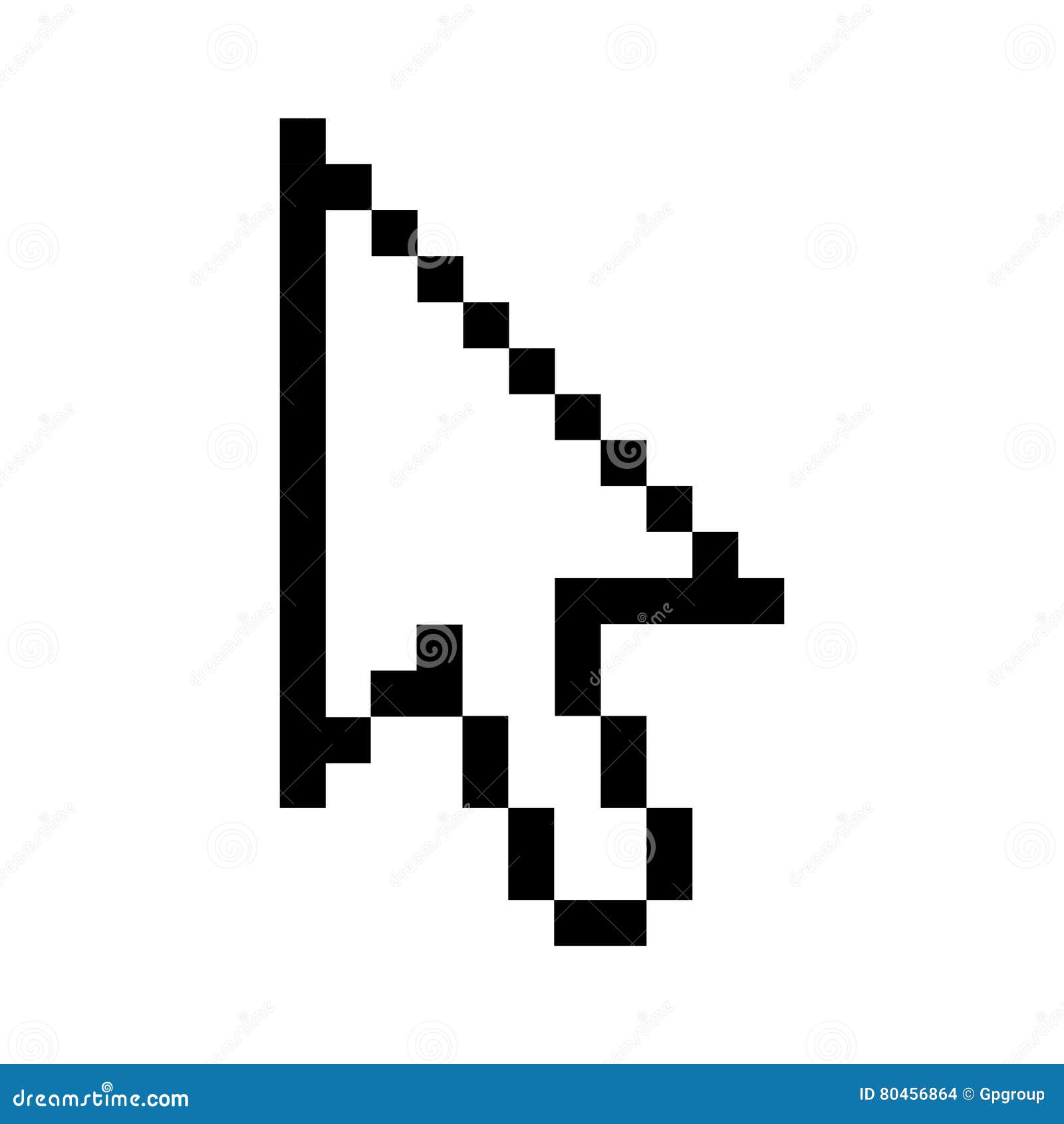 Black Outline Pixelated Cursor Arrow Stock Vector - Illustration of ...