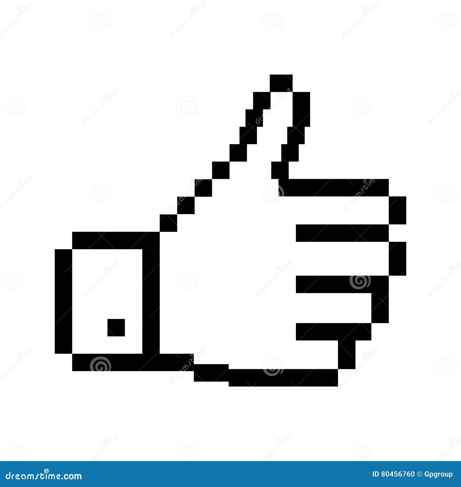 Black Outline Pixelated Hand with Ok Stock Vector - Illustration of ...