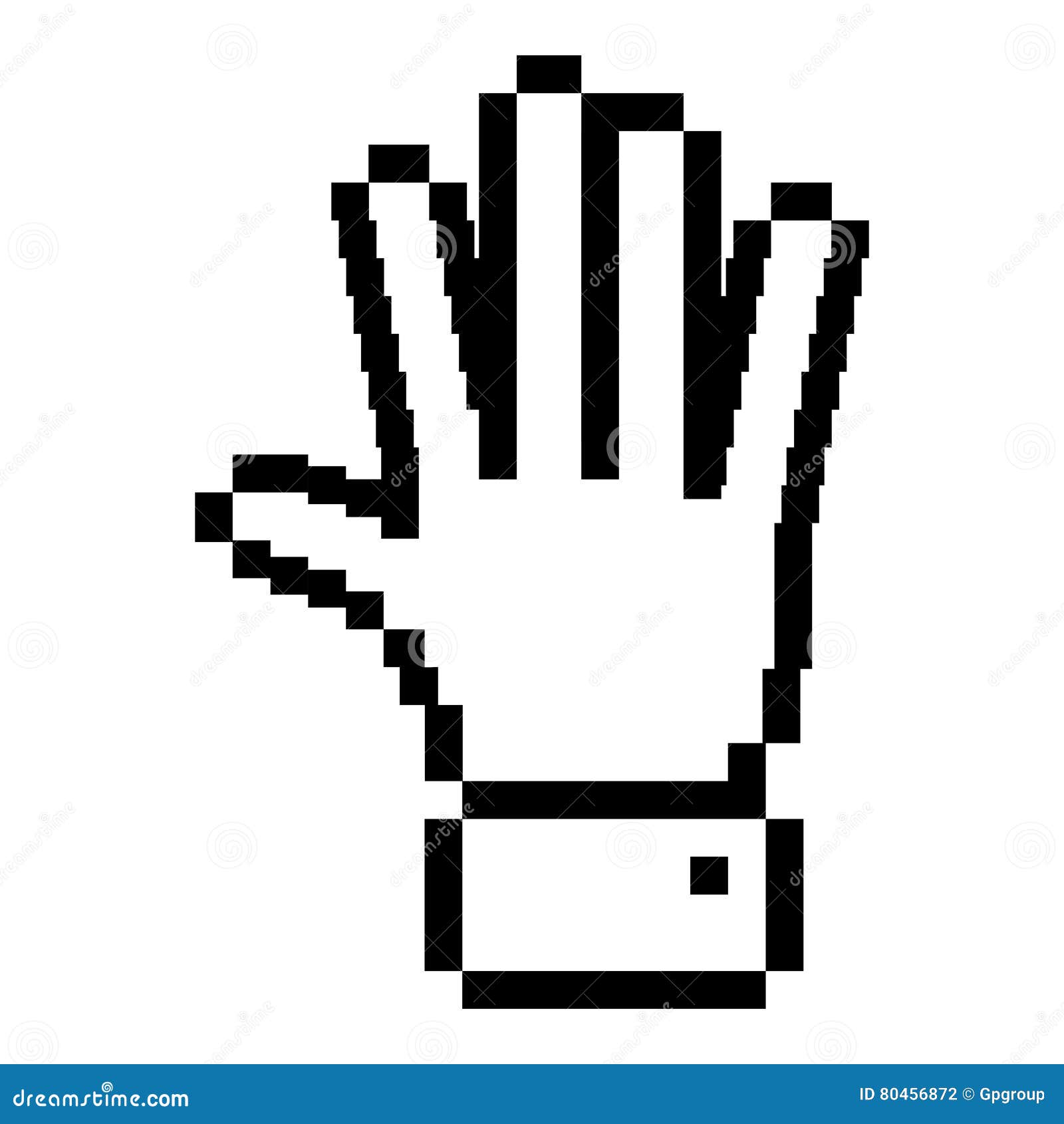 Black Outline Pixelated Open Hand Stock Vector - Illustration of ...