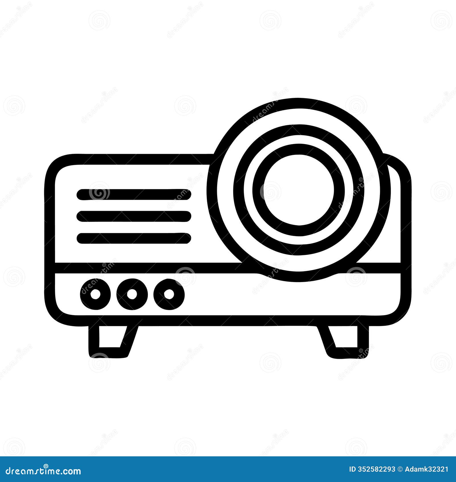 Black Outline Projector Vector for Presentation and Media Equipment ...