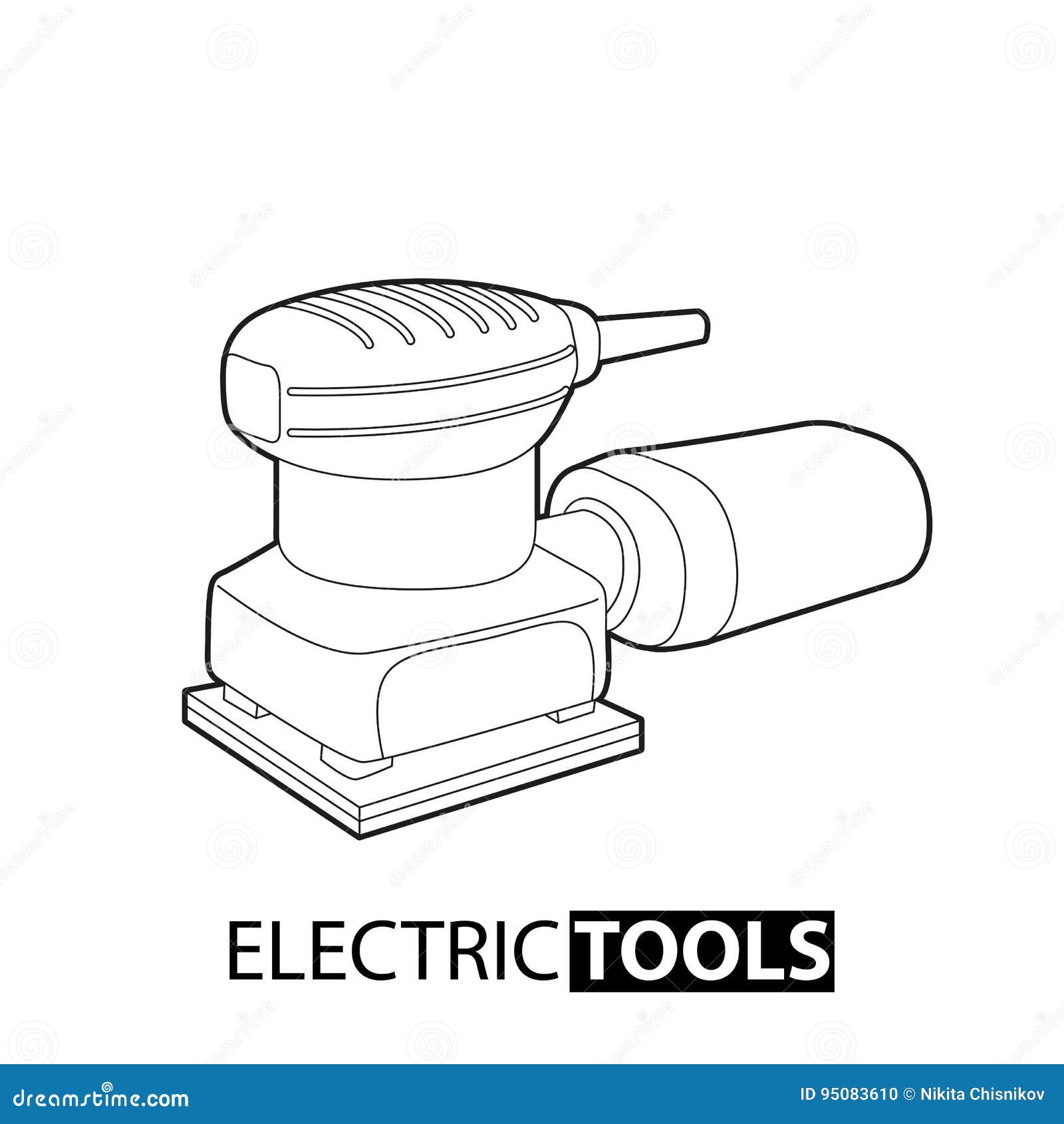Black Outline Sander stock vector. Illustration of ability - 95083610