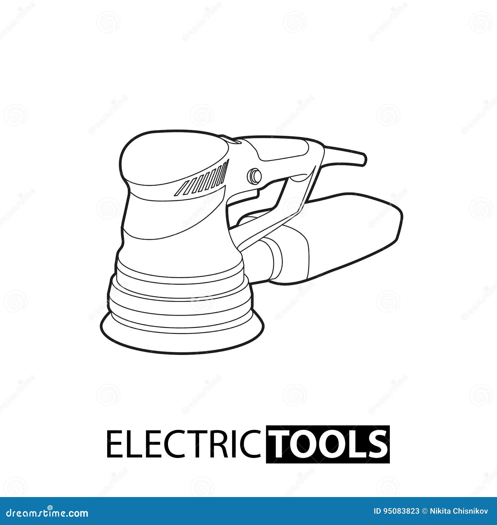 Black Outline Sander stock vector. Illustration of manual - 95083823