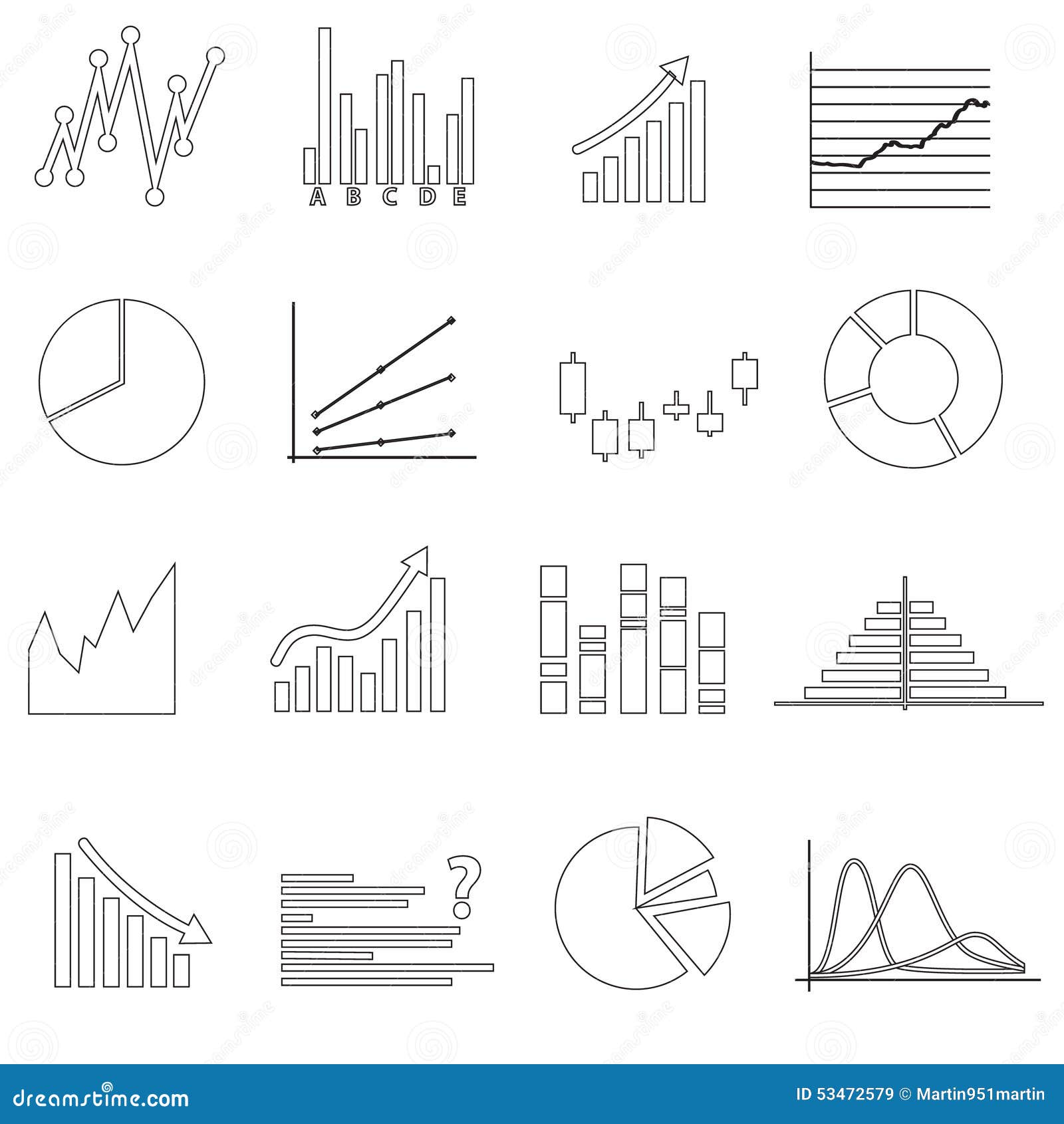 Black Outline Simple Graphs Variations Set Cartoon Vector ...
