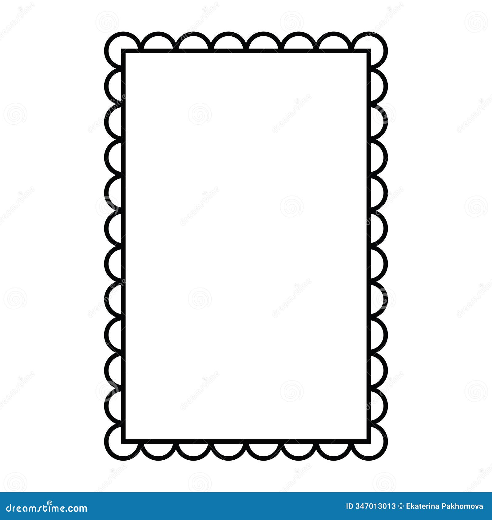 Black Outline Square Frame with Frills Edges Isolated on White. Stock ...