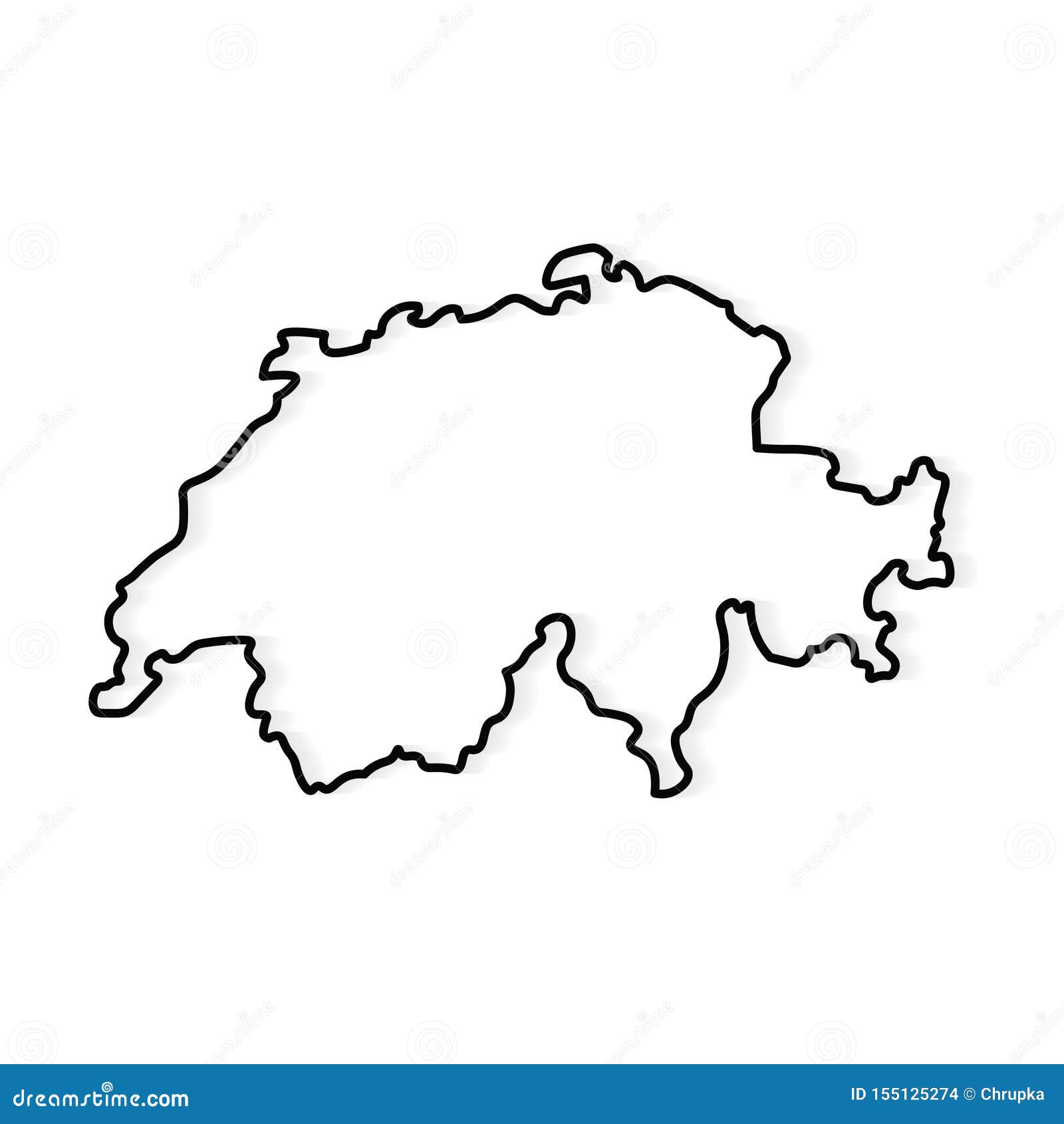 Black Outline of Switzerland Map Stock Vector - Illustration of country ...