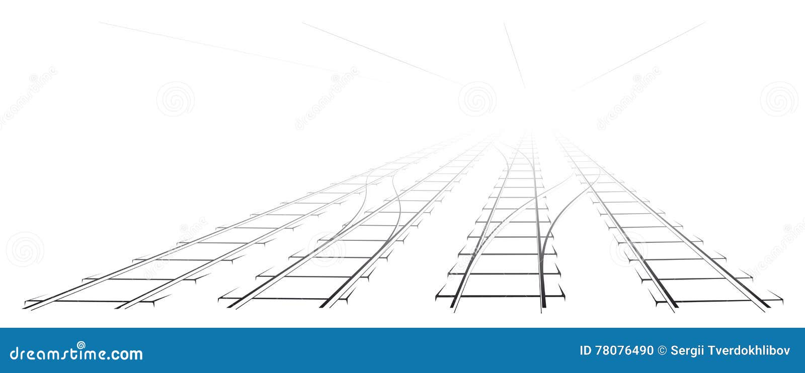 Black Outline of Tracks, Sleepers and Turnouts at the Station. Stock ...