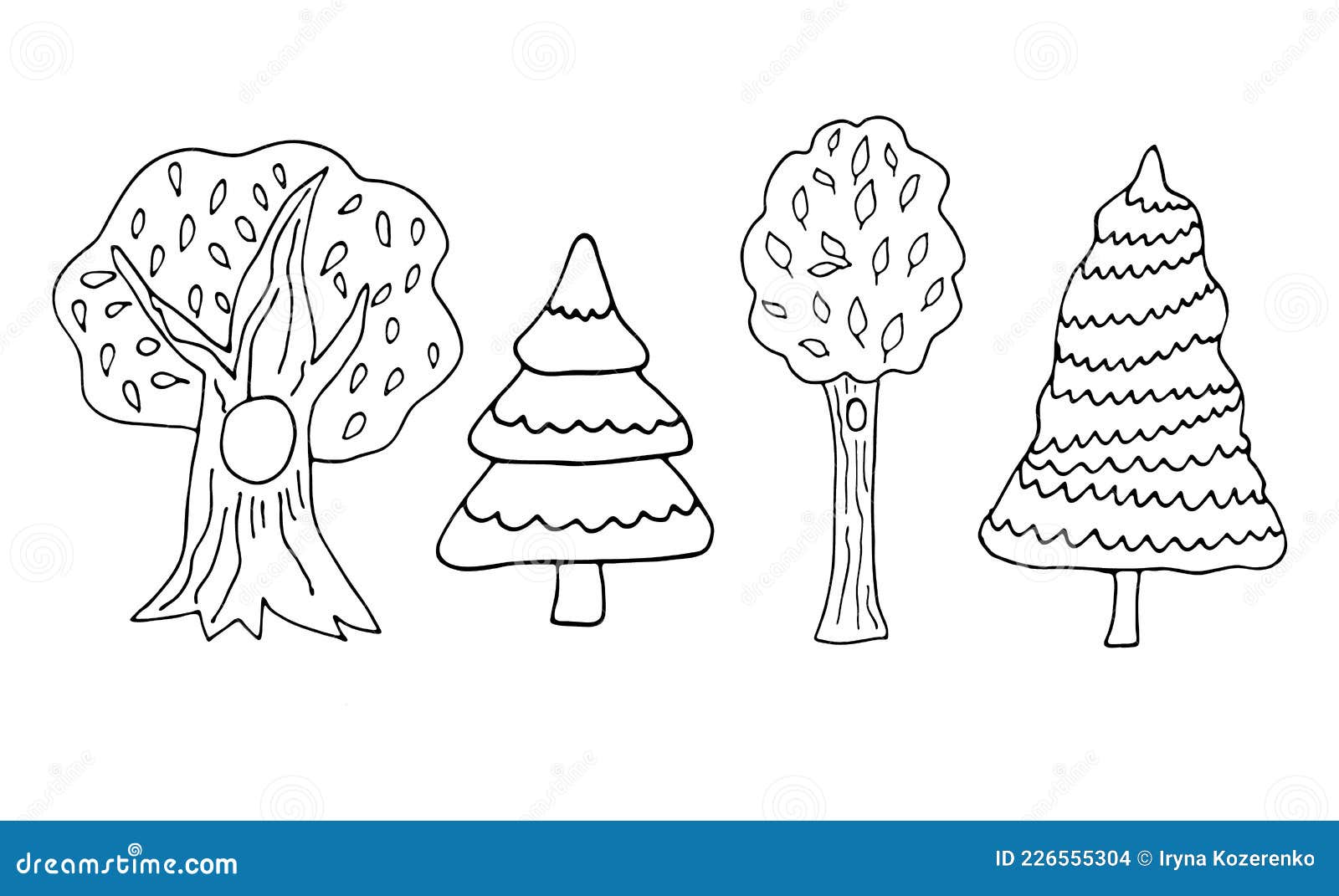 Outline Set. Trees Top View For Landscape Design Vector Illustration ...