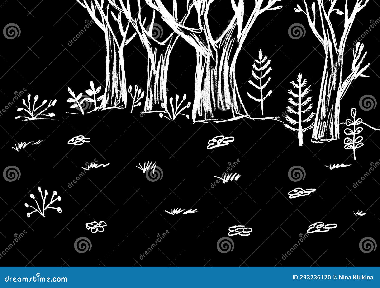 Black Outline of Trees on a White Background Stock Illustration ...