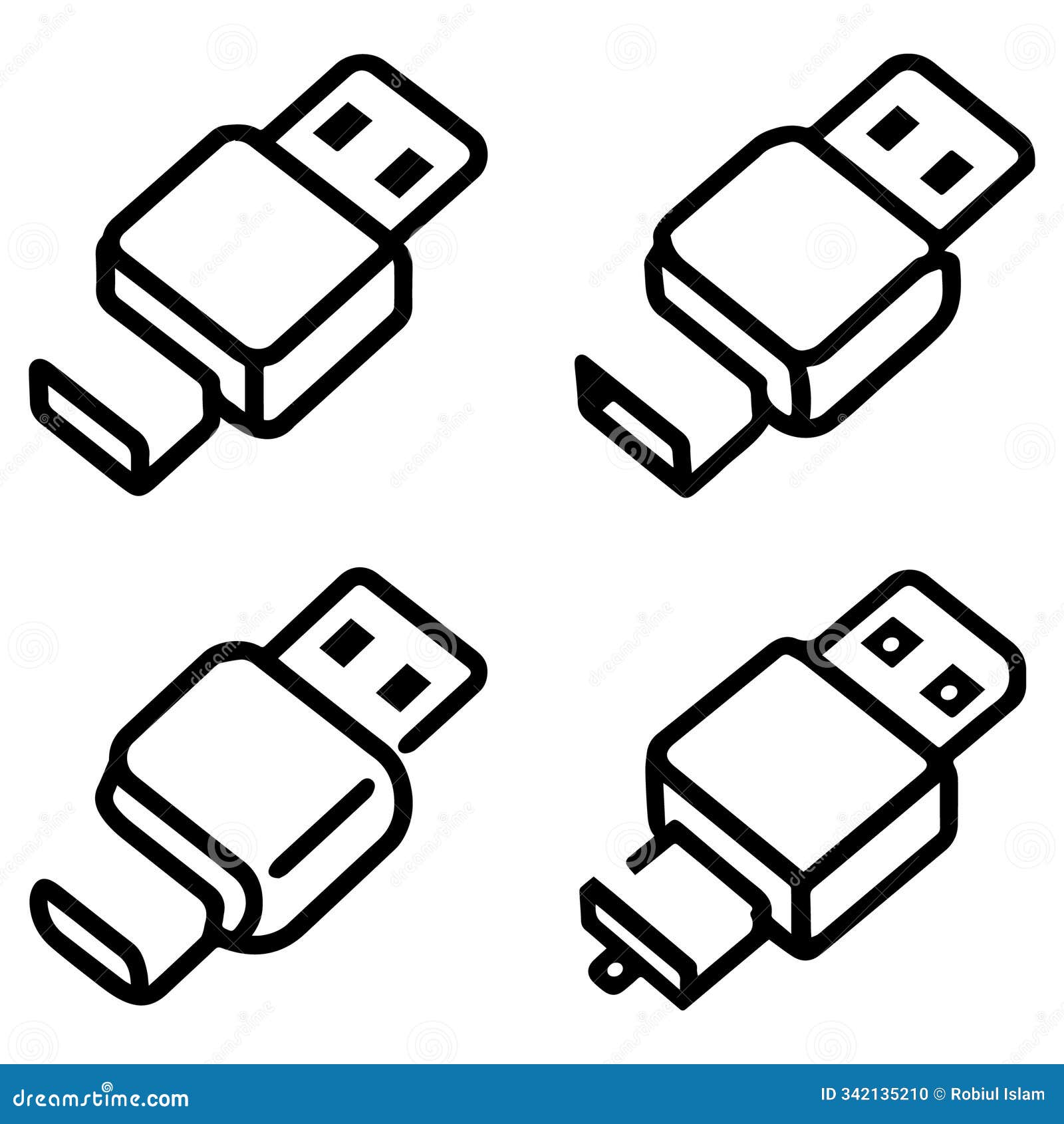 Black Outline USB Vector Illustration Design Stock Illustration ...