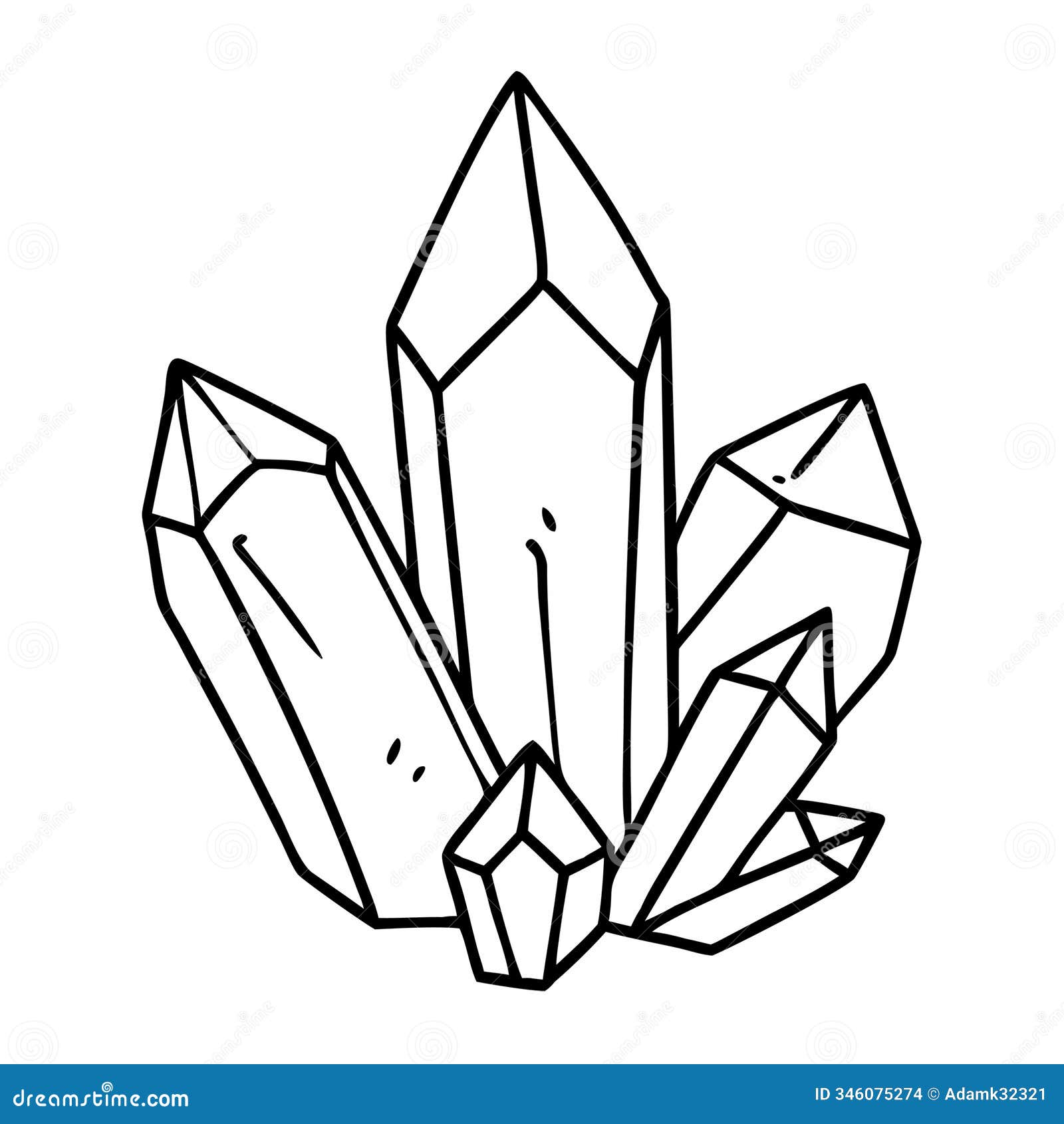 Black Outline Vector Illustration of Geometric Crystal Cluster Stock ...