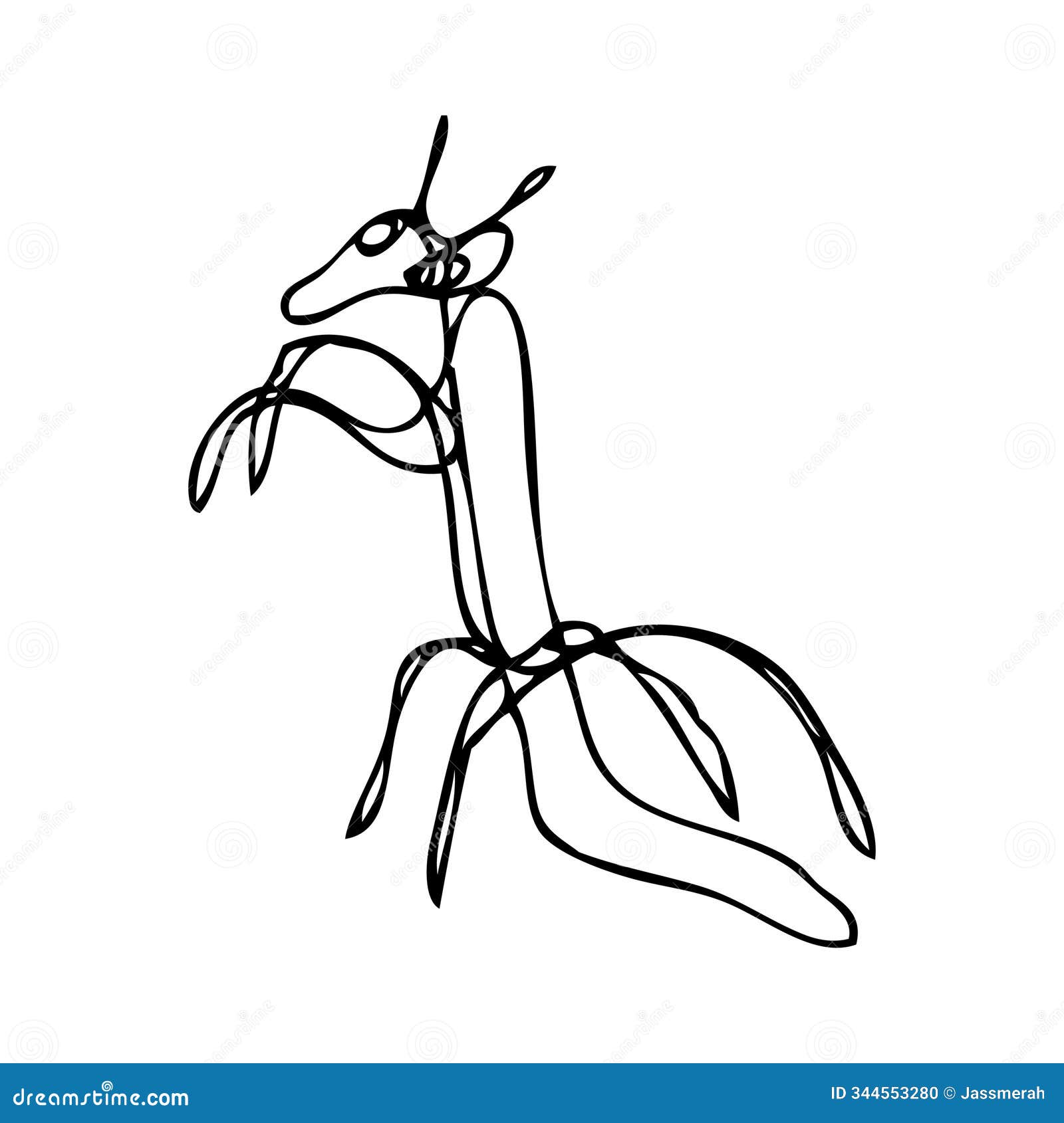 Black Outline Vector Sketch of Mantis Stock Vector - Illustration of ...