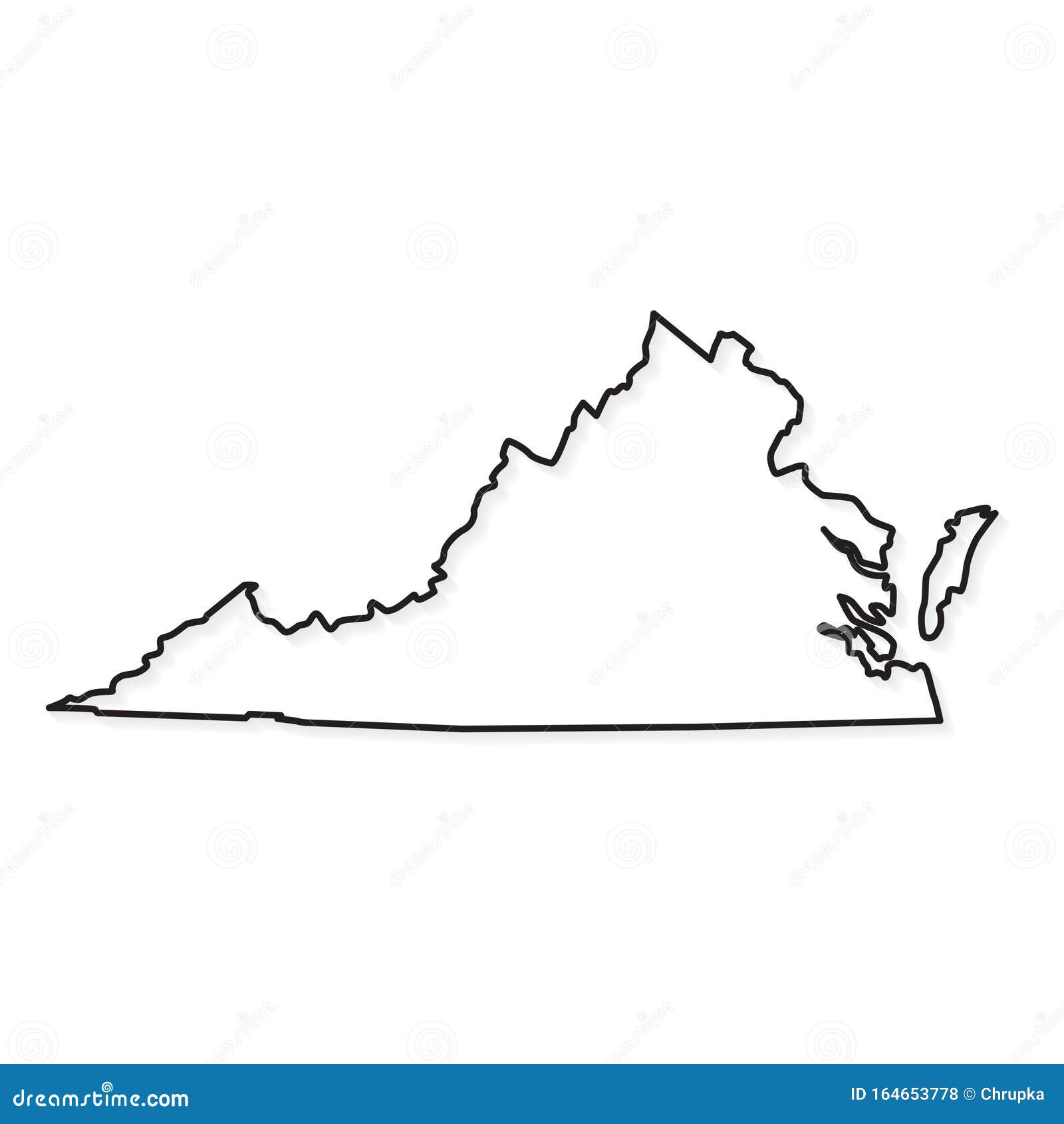 Black Outline of Virginia Map Stock Vector - Illustration of border ...