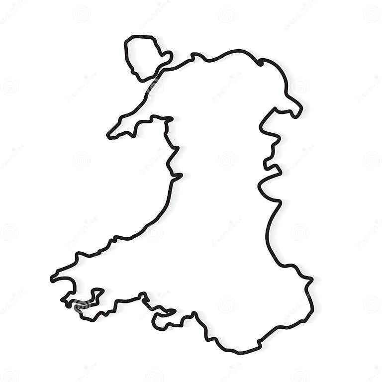 Black outline of Wales map stock vector. Illustration of outline ...
