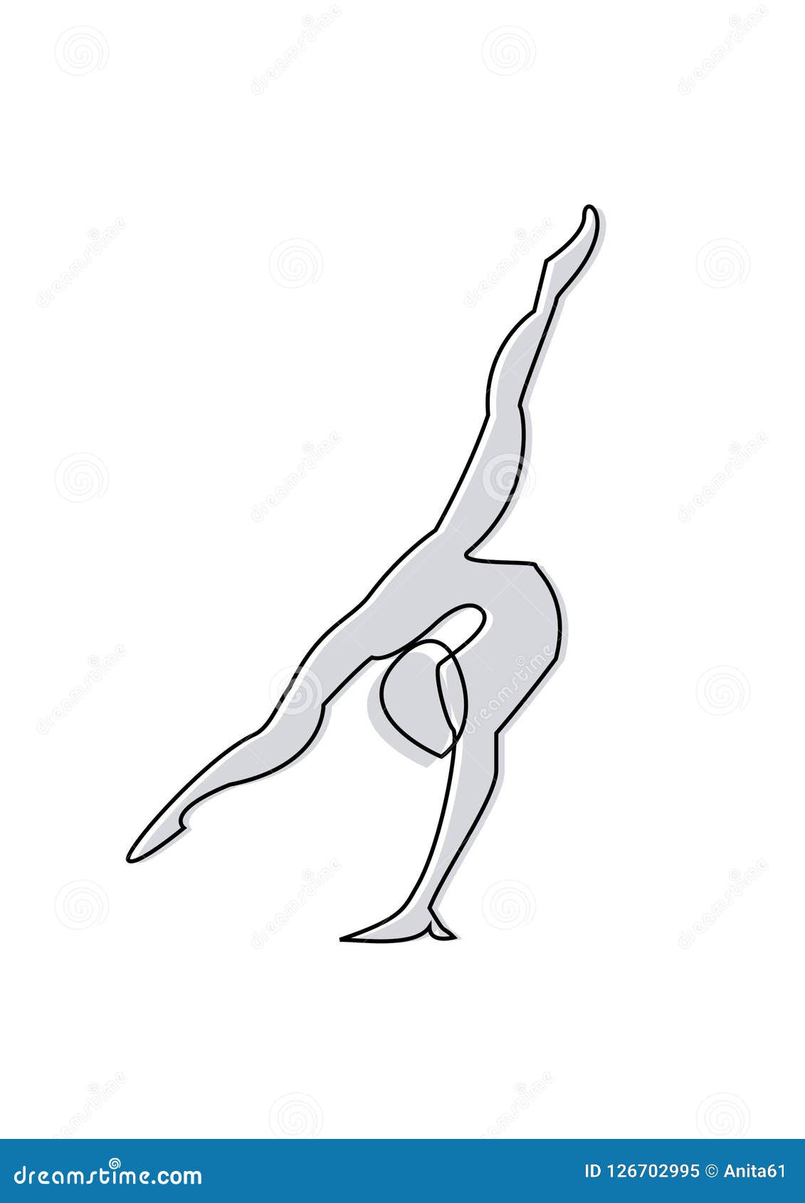 Black Outline Woman Gymnast in a Backwalkover Stock Vector ...
