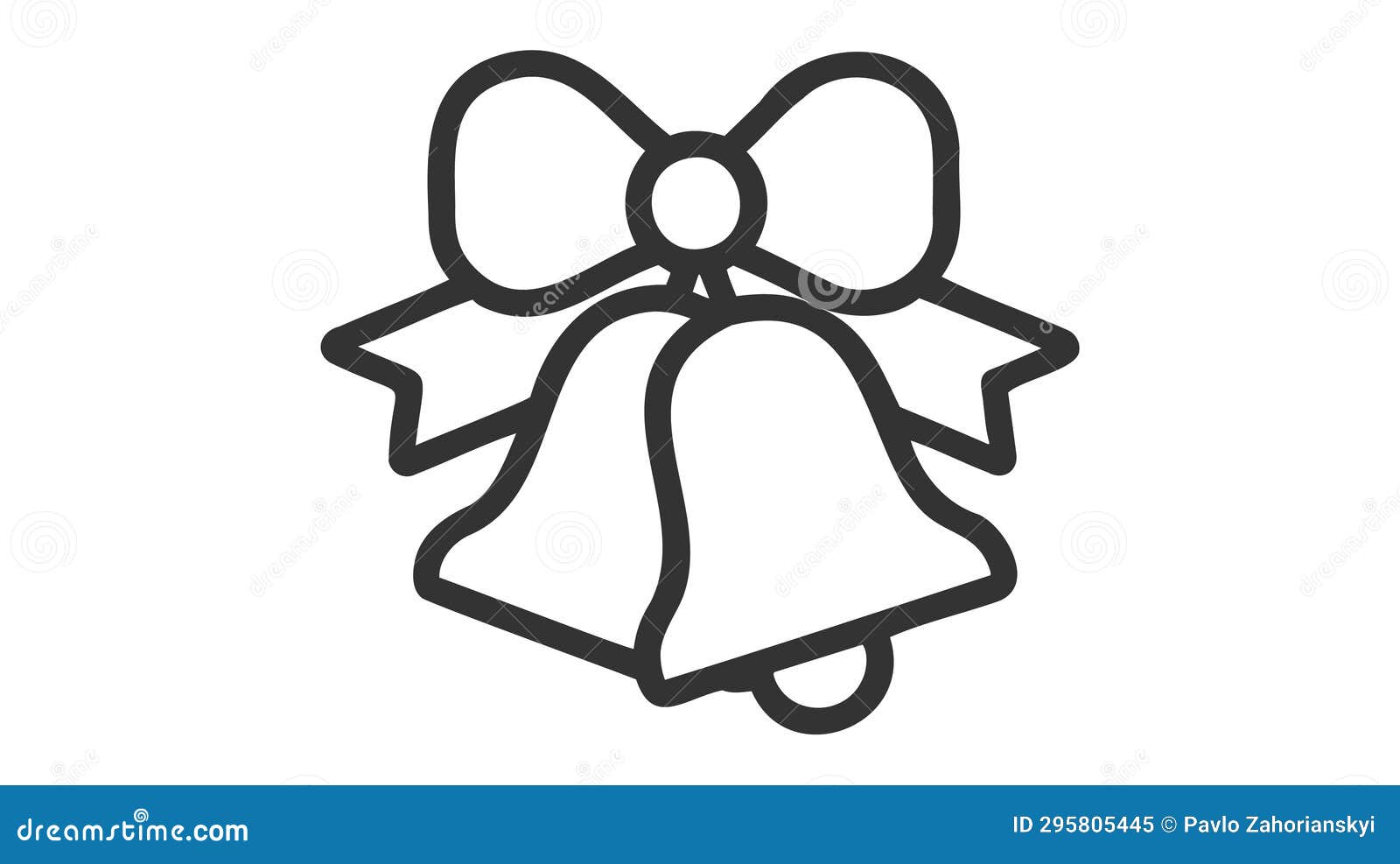 Black Outlined Vector Icon of Two Bells Tied Together with a Bow Stock ...