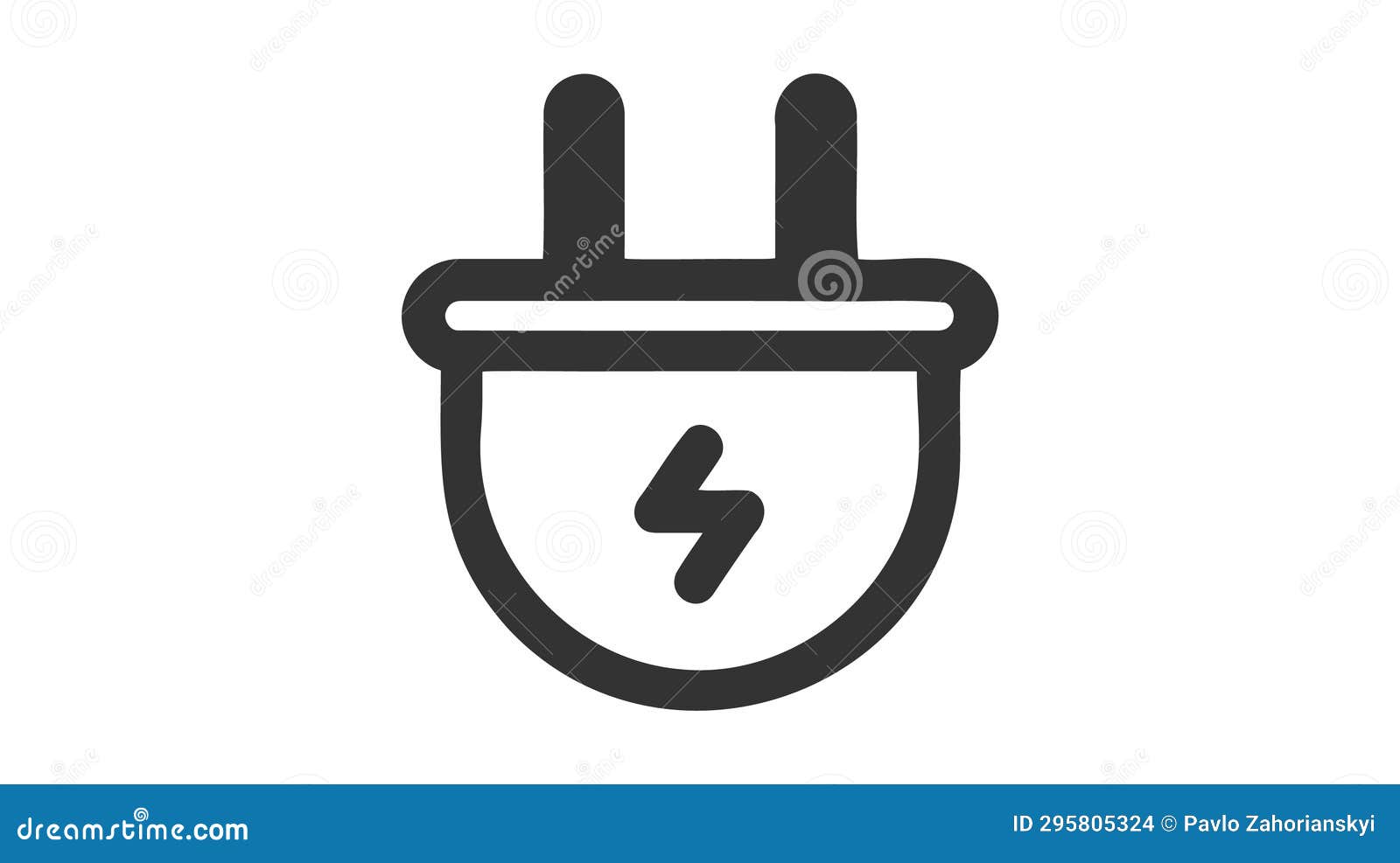 Black Outlined Vector Illustration of an Electric Plug with a Lightning ...
