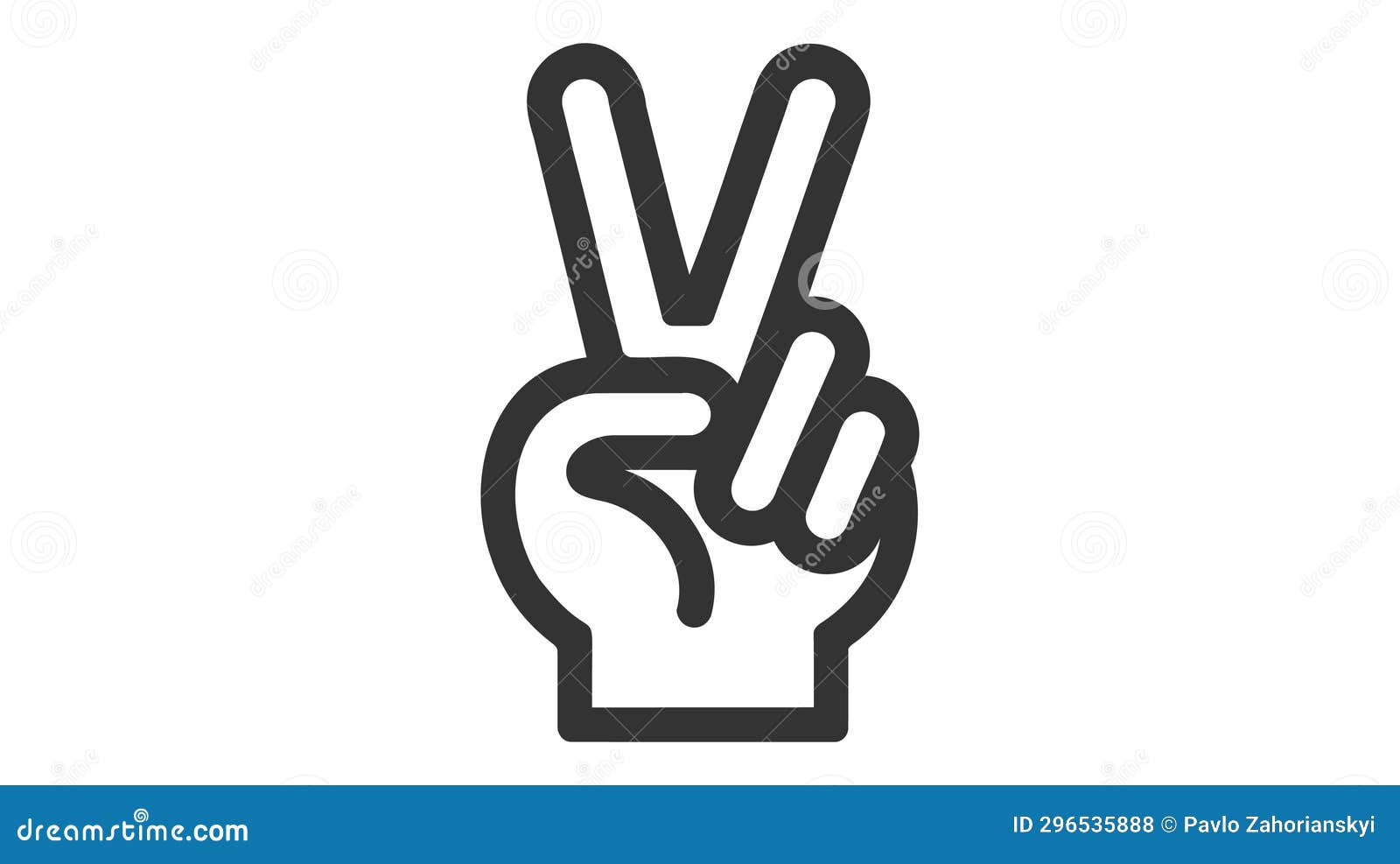 Black Outlined Vector Illustration of a Hand Making a Peace Sign Stock ...