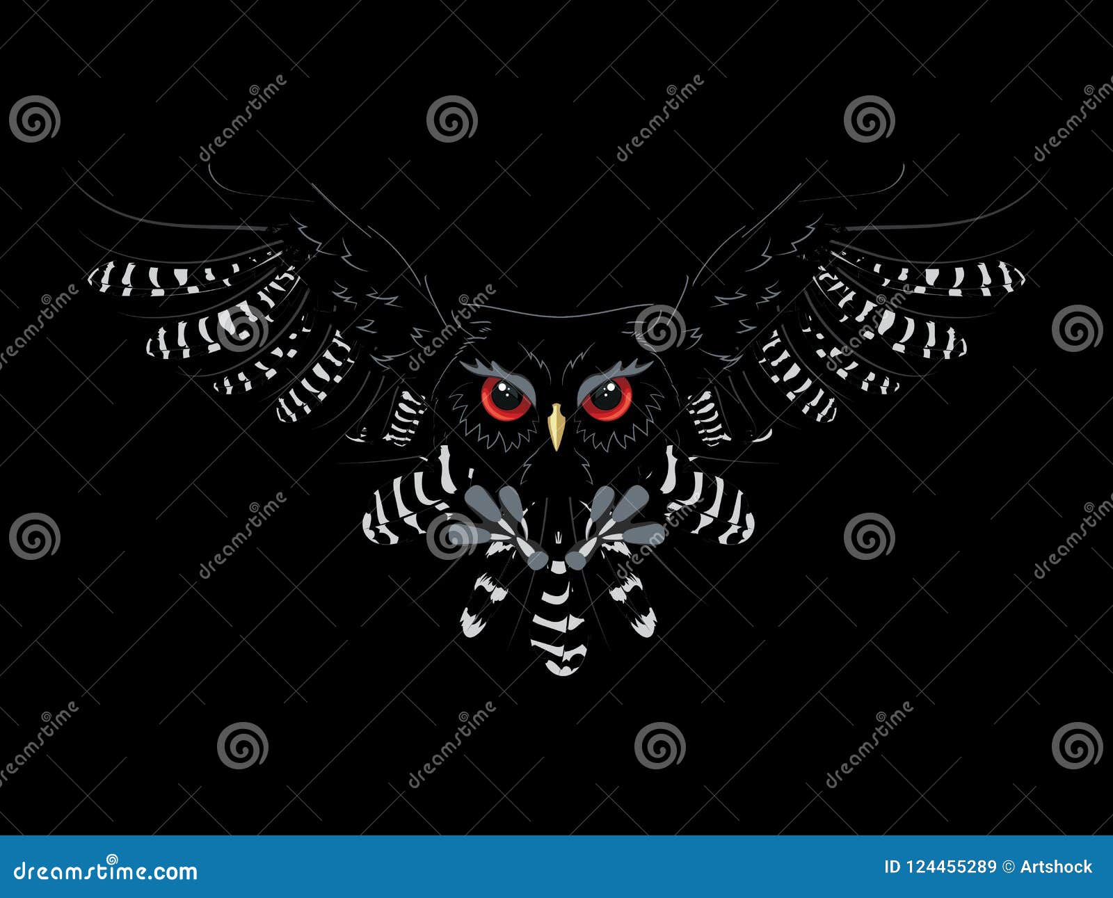 Owl attack from the dark stock vector. Illustration of wildlife - 124455289