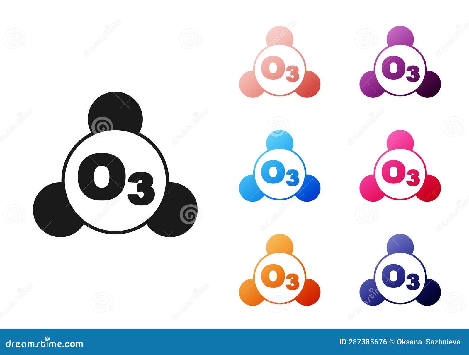 Black Ozone Molecule Icon Isolated On White Background. Ozone, O3 ...