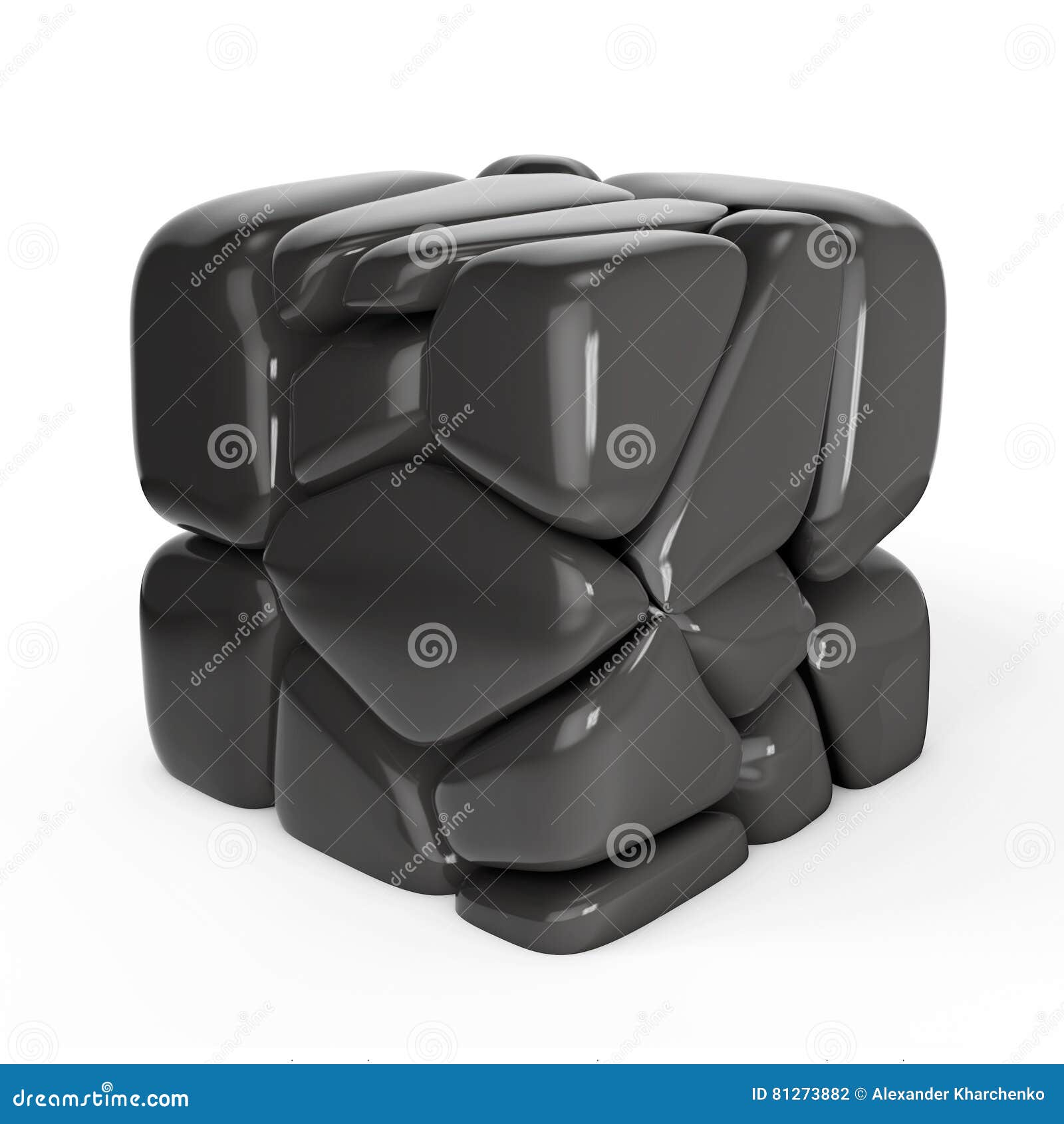 Black Pabbles Stack As Cube. 3d Rendering Stock Illustration ...
