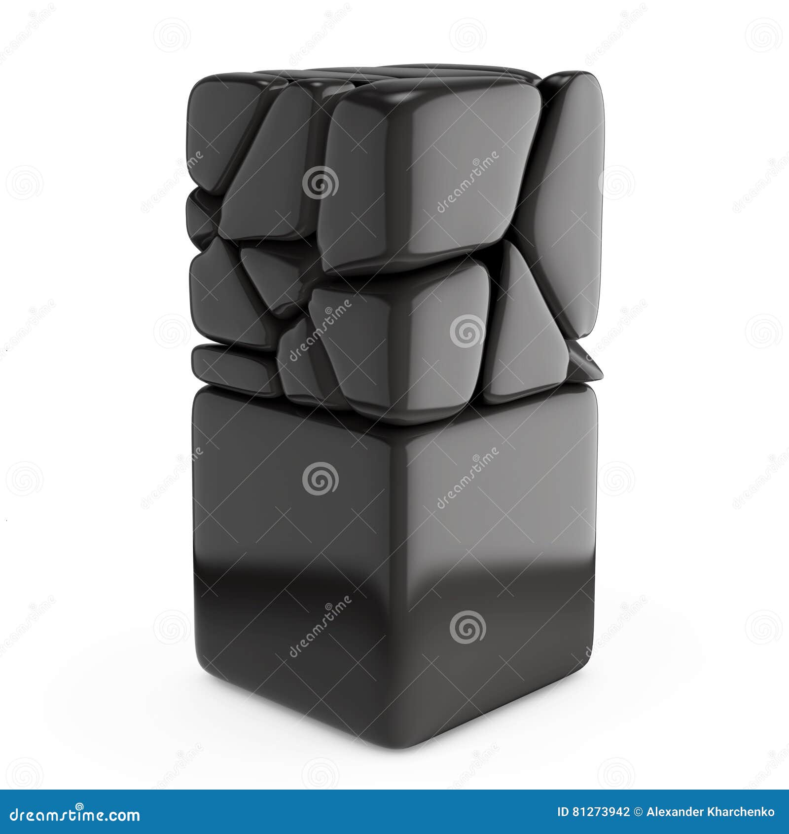 Black Pabbles Stack As Cube. 3d Rendering Stock Illustration ...