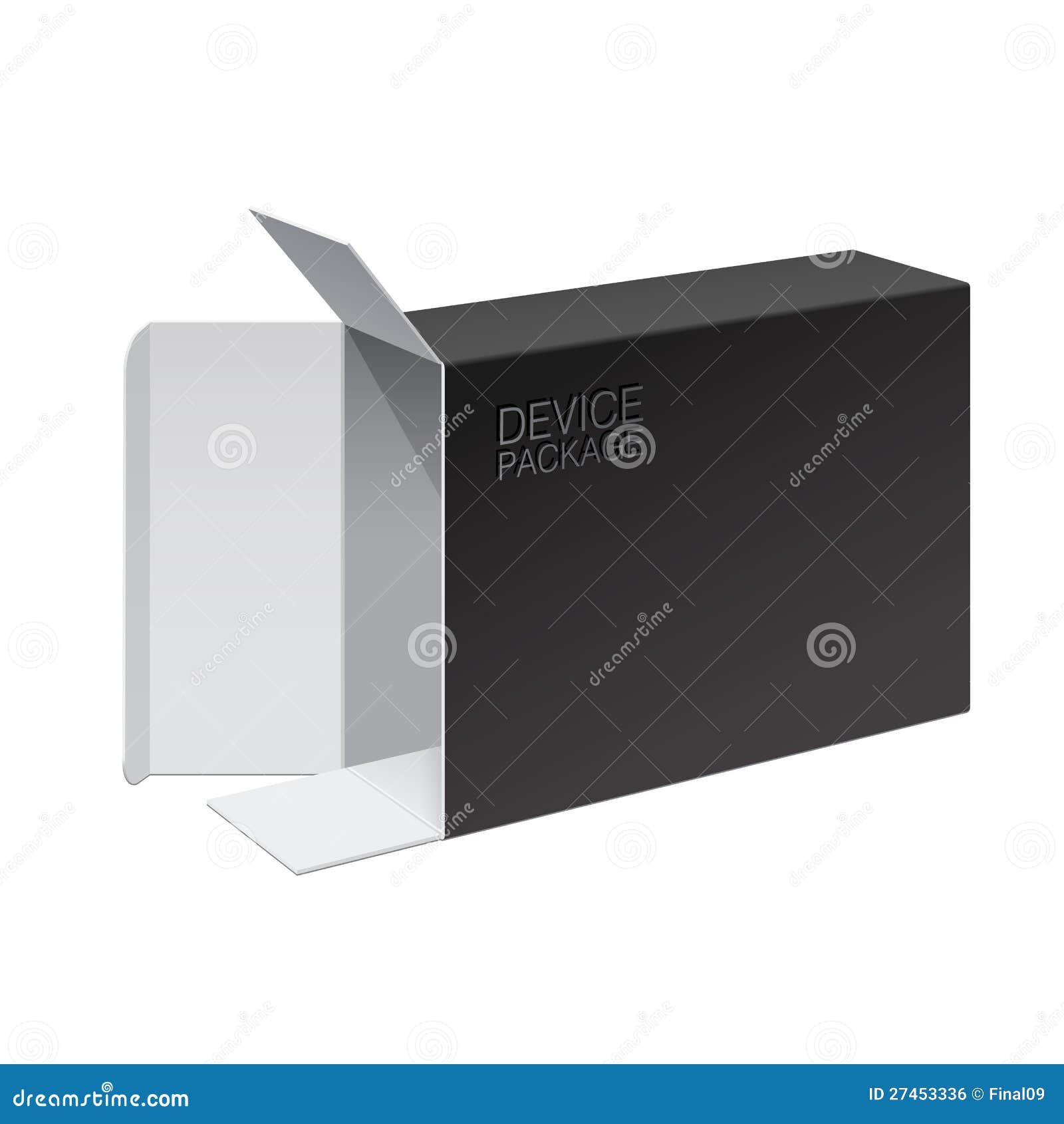 Black Box Package Mock-up. Vector Black Carton Cardboard Or Paper ...