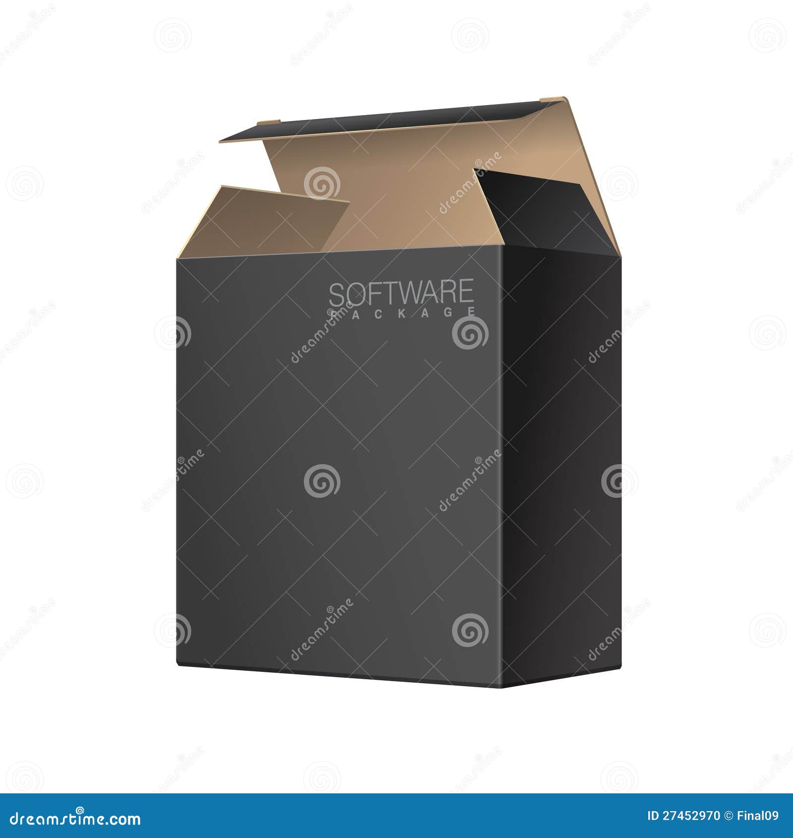 Black Box Package Mock-up. Vector Black Carton Cardboard Or Paper ...