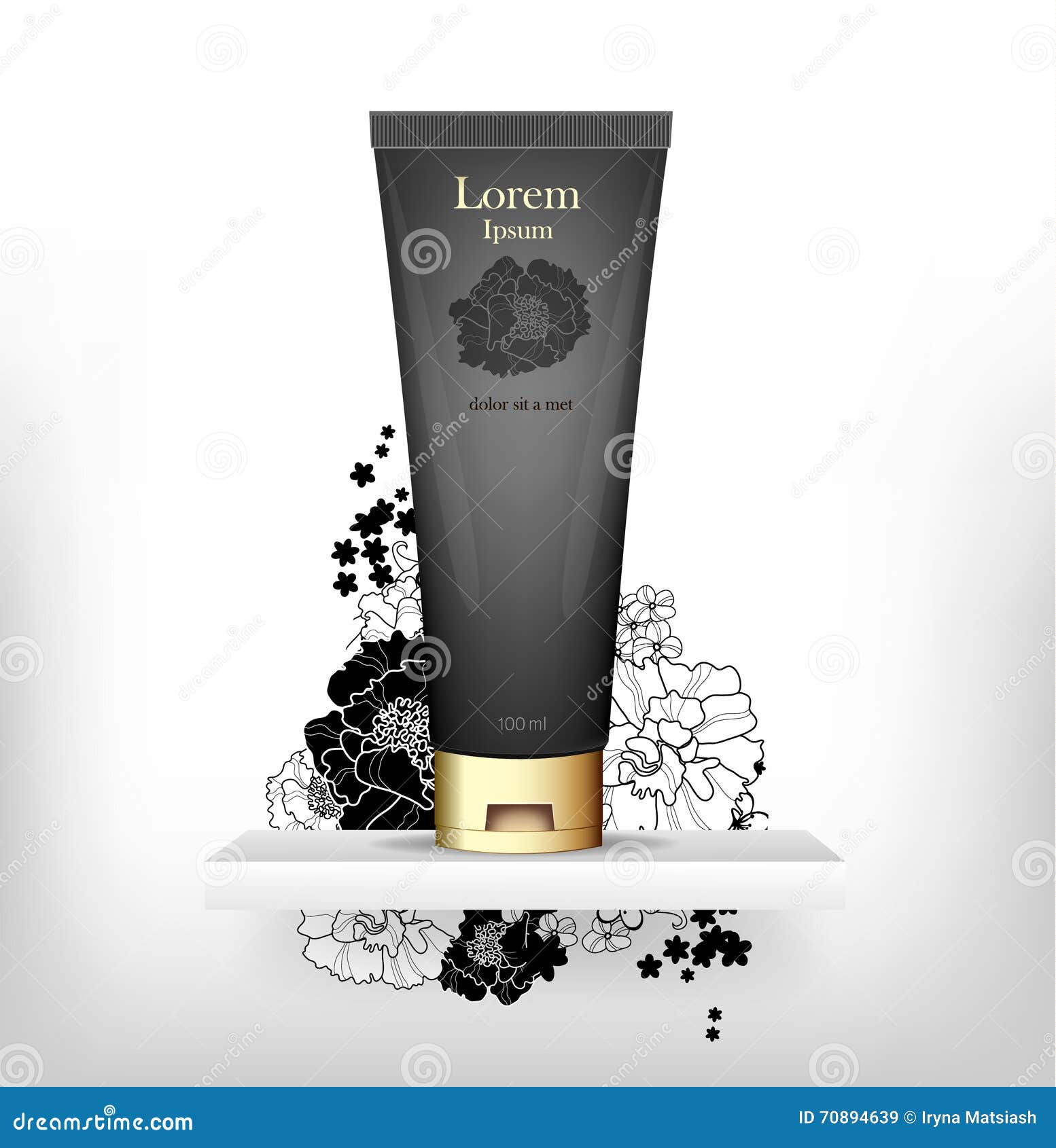 Black Packaging Tube And Box. Cream Tube For Medicine Or Cosmetics ...