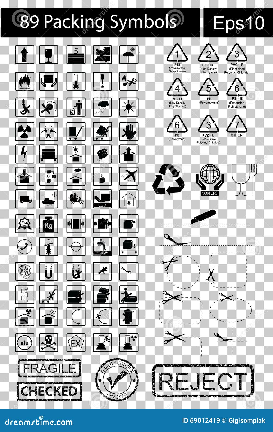 89 black Packing Symbols stock vector. Illustration of eps10 - 69012419