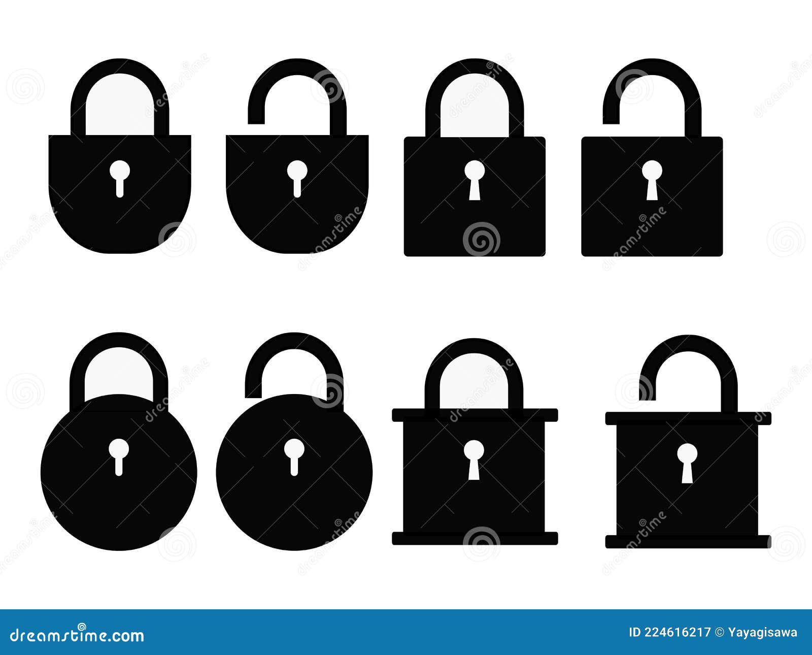 Black Padlock Illustration Vector Set with Various Variations Stock ...