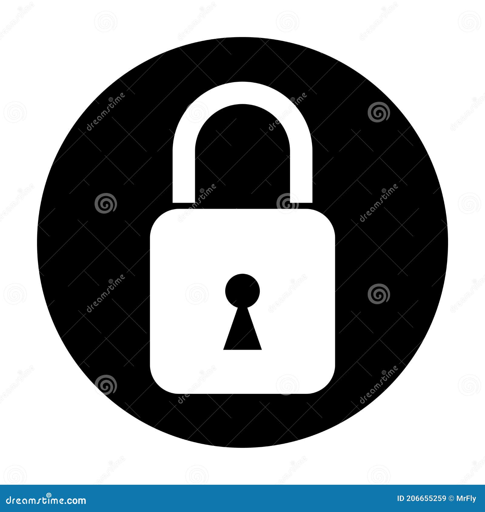 Black Isolated Locked Padlock Web Icon, Vector Illustration Stock ...