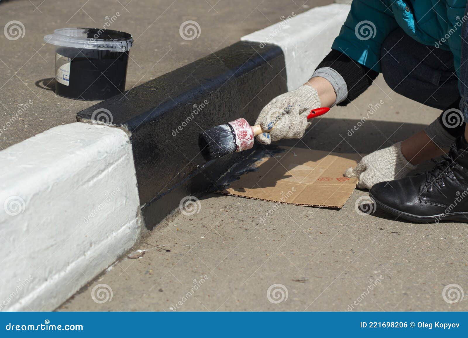 Black Paint on the Brush. Brush for Painting the Surface Stock Photo ...