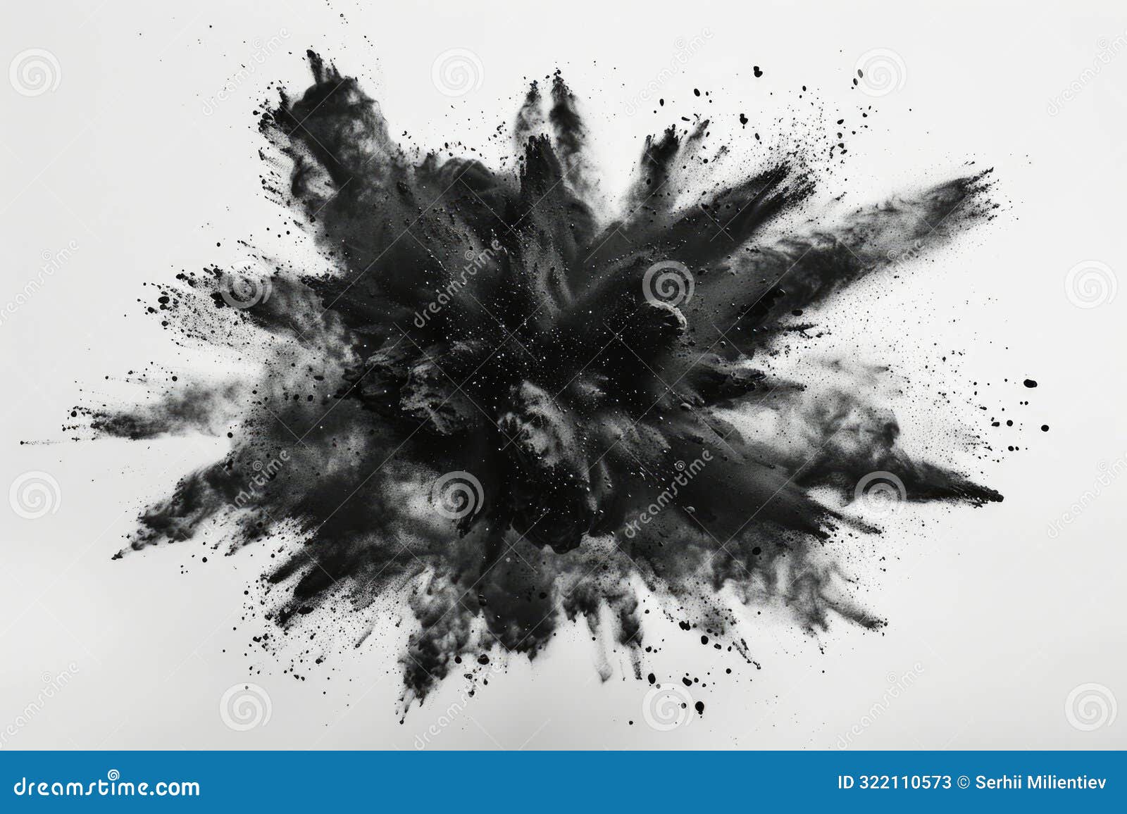 Black Paint Explosion Abstract Background. Coloured Cloud on White ...