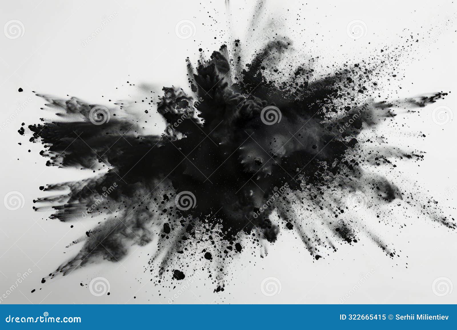 Black Paint Explosion Abstract Background. Dark Cloud on White Stock ...