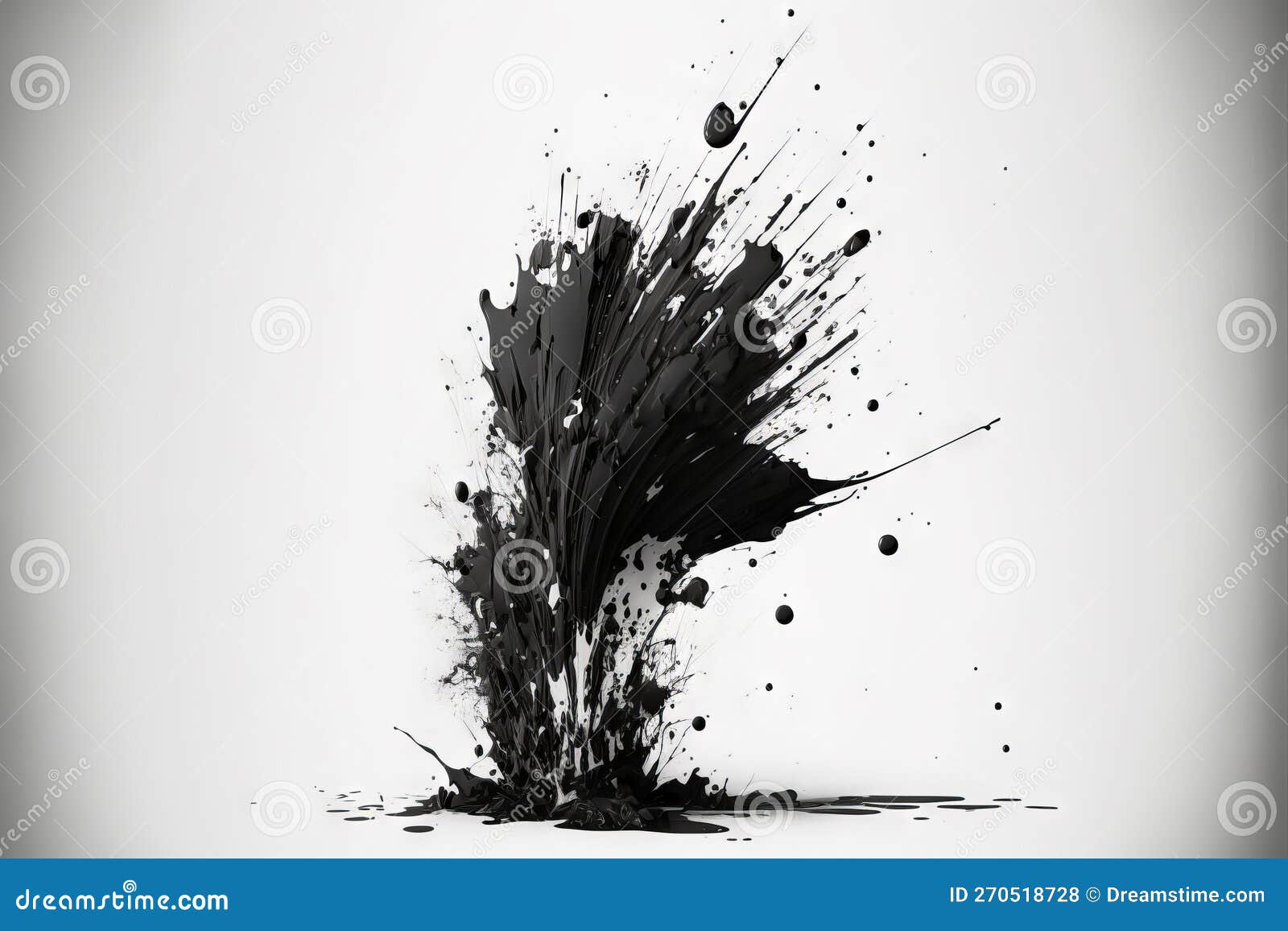Black Paint Explosion on Empty White Background. Isolated Abstract ...