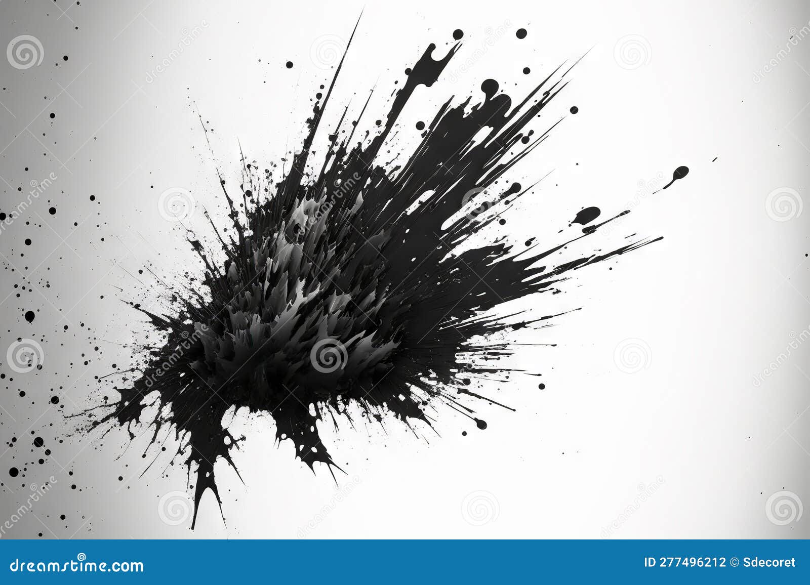 Black Paint Explosion on Empty White Background. Isolated Abstract ...