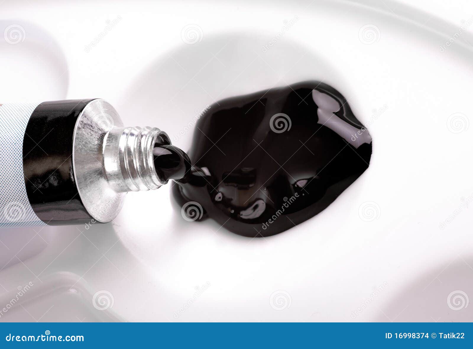 Black Paint, Extruded from the Tube Stock Photo - Image of flowing ...