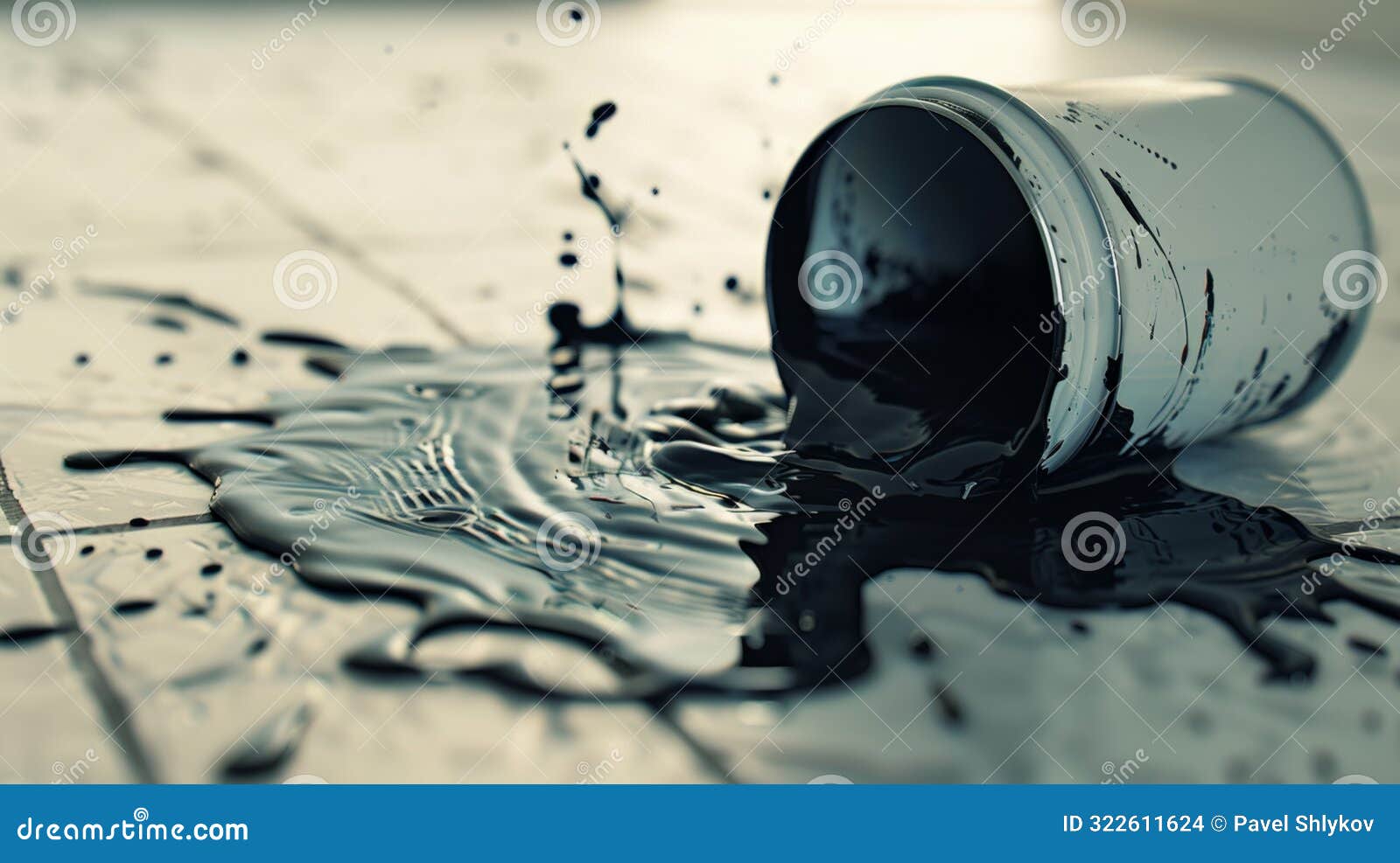 Black Paint Spill White Paint on Floor, Oops Stock Photo - Image of ...